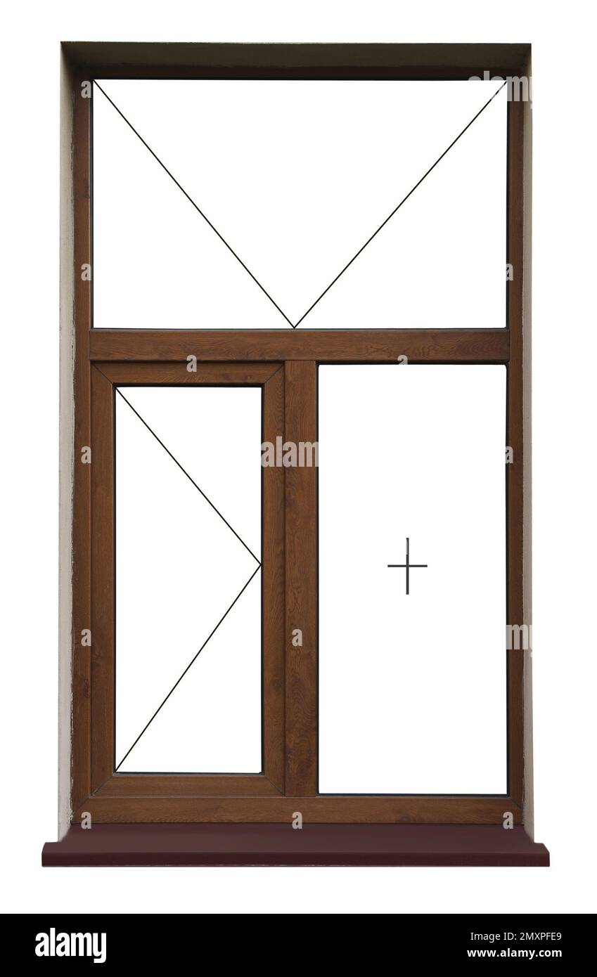 Modern window with opening type lines on white background Stock Photo ...