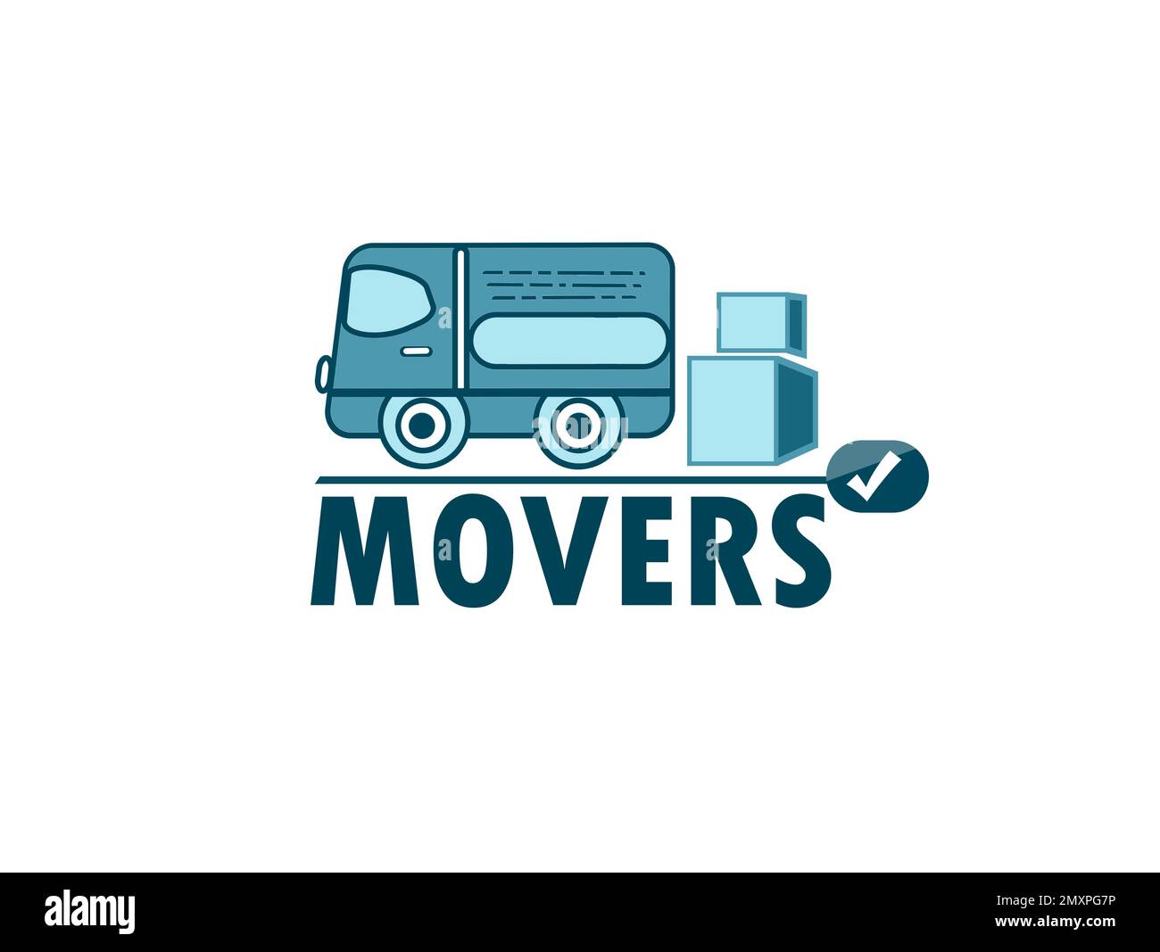 Movers service. Illustration of truck and boxes on white background ...