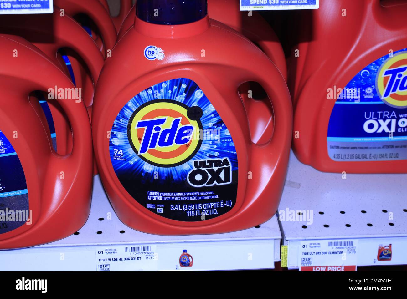 Tide Laundry Detergent on a shelf shot closeup at a supermarket Stock ...
