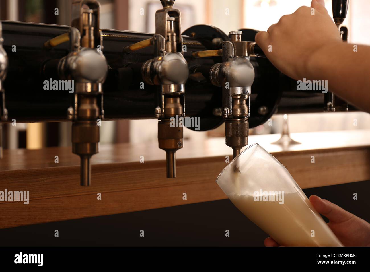 Bartender pouring beer glass foam hi-res stock photography and images ...