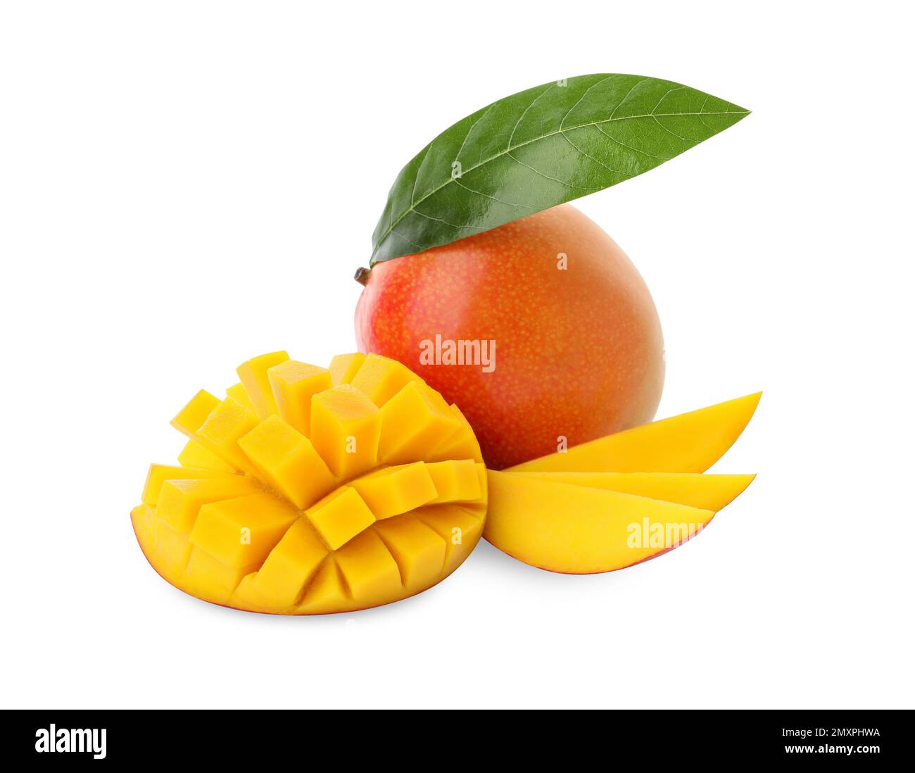 Whole half sliced mango Cut Out Stock Images & Pictures - Alamy