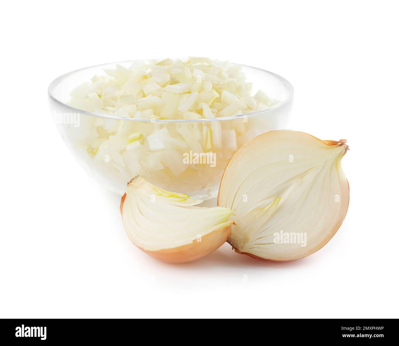 Cut fresh ripe onion on white background Stock Photo - Alamy