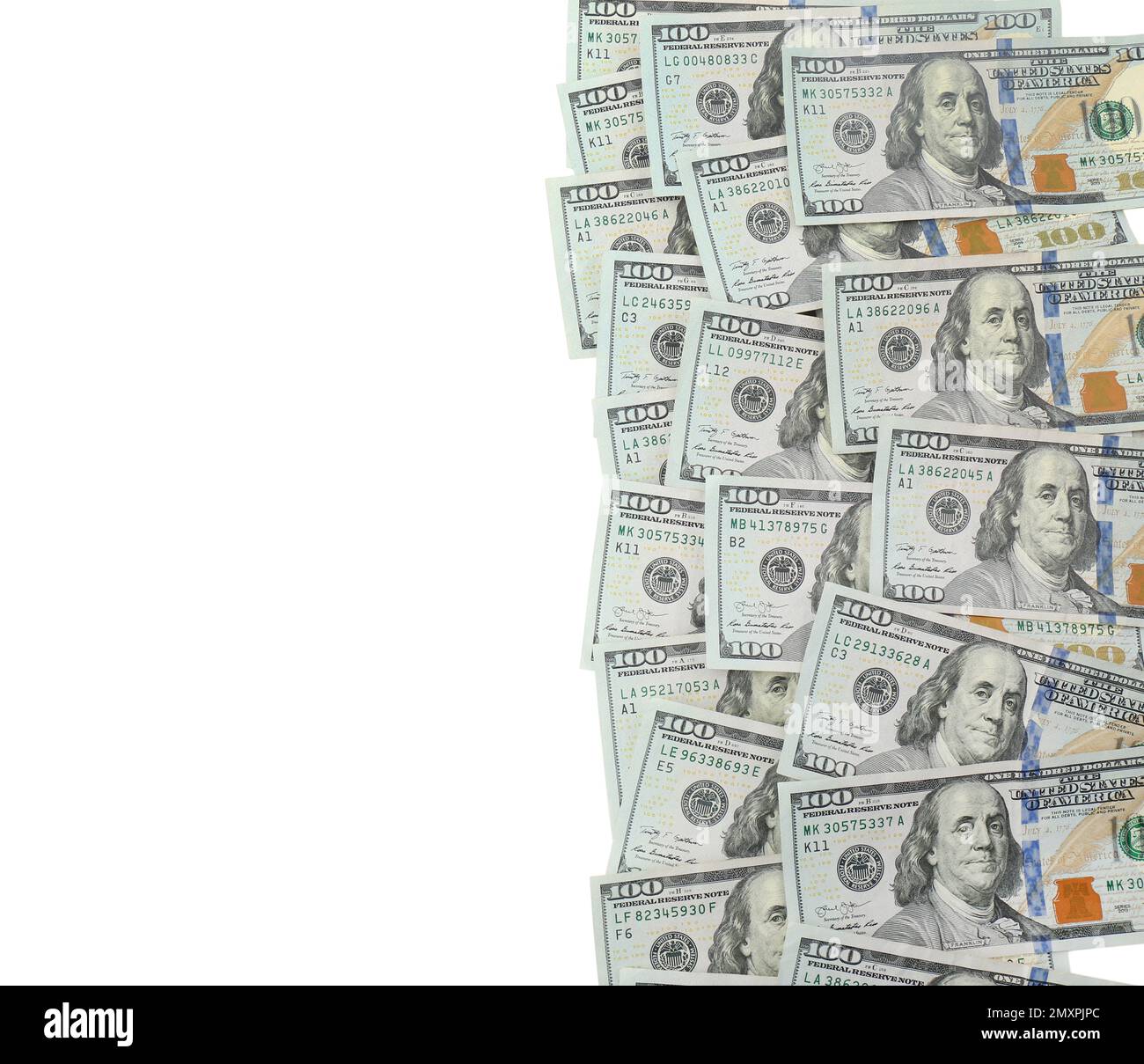 Dollar banknotes on white background, top view Stock Photo - Alamy