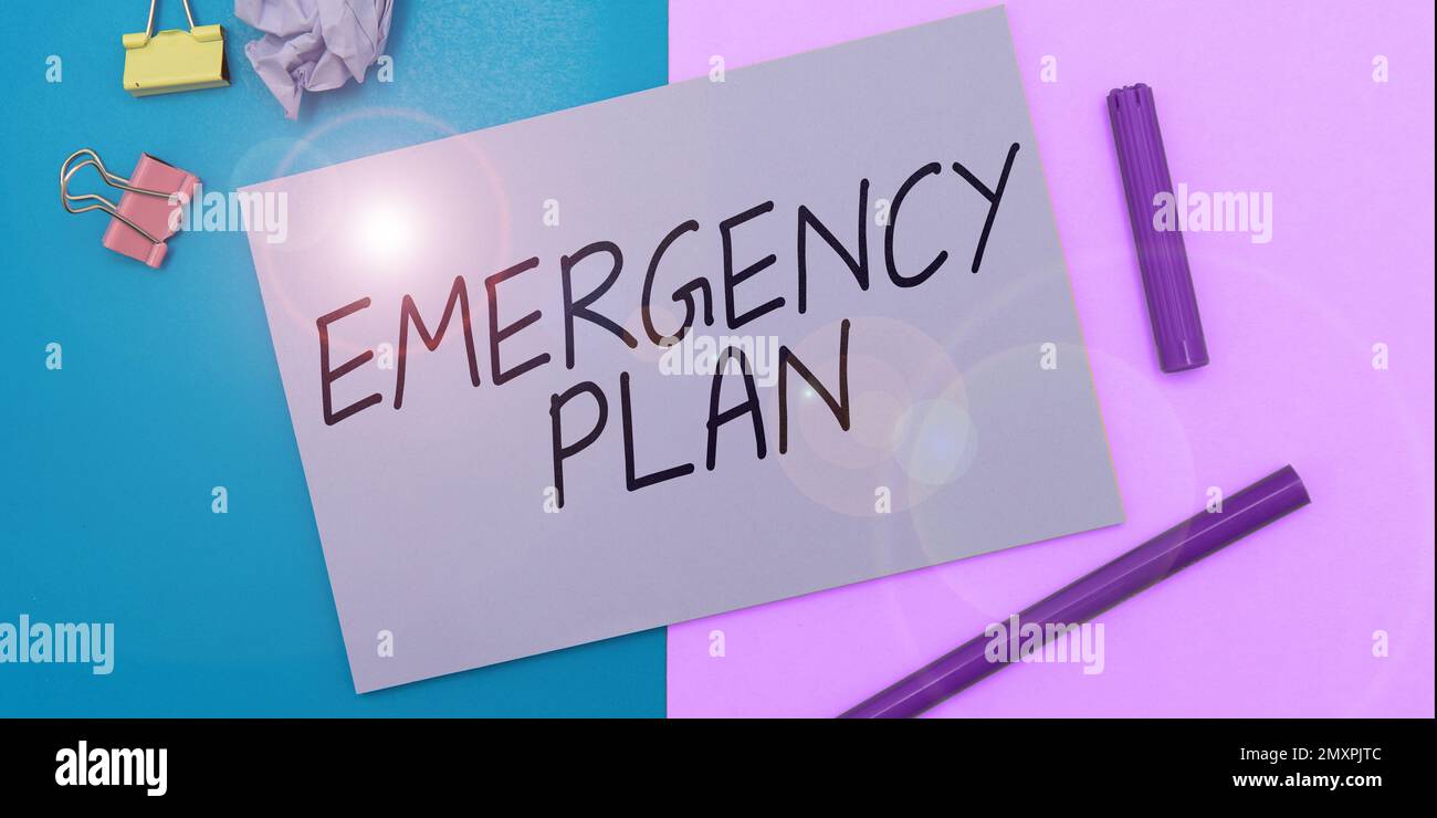 Hand writing sign Emergency Plan, Conceptual photo Procedures for ...