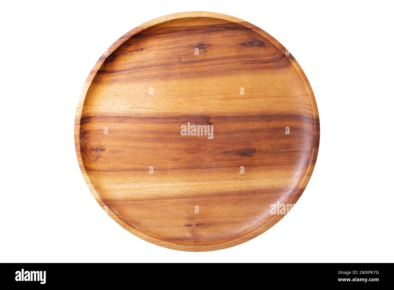 empty wooden plate isolated on white background, top view Stock Photo ...