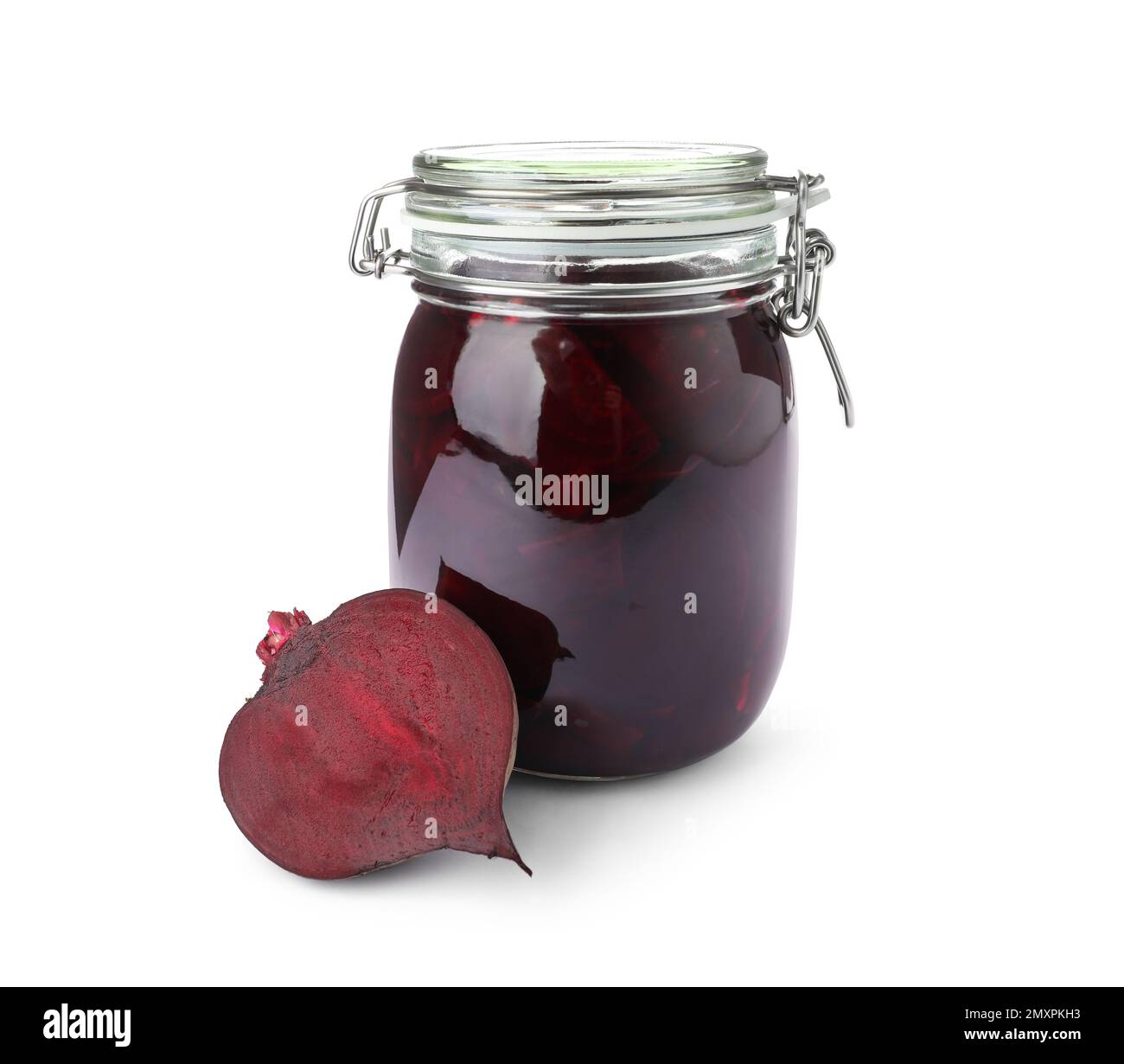 Pickled beets in glass jar isolated on white Stock Photo - Alamy