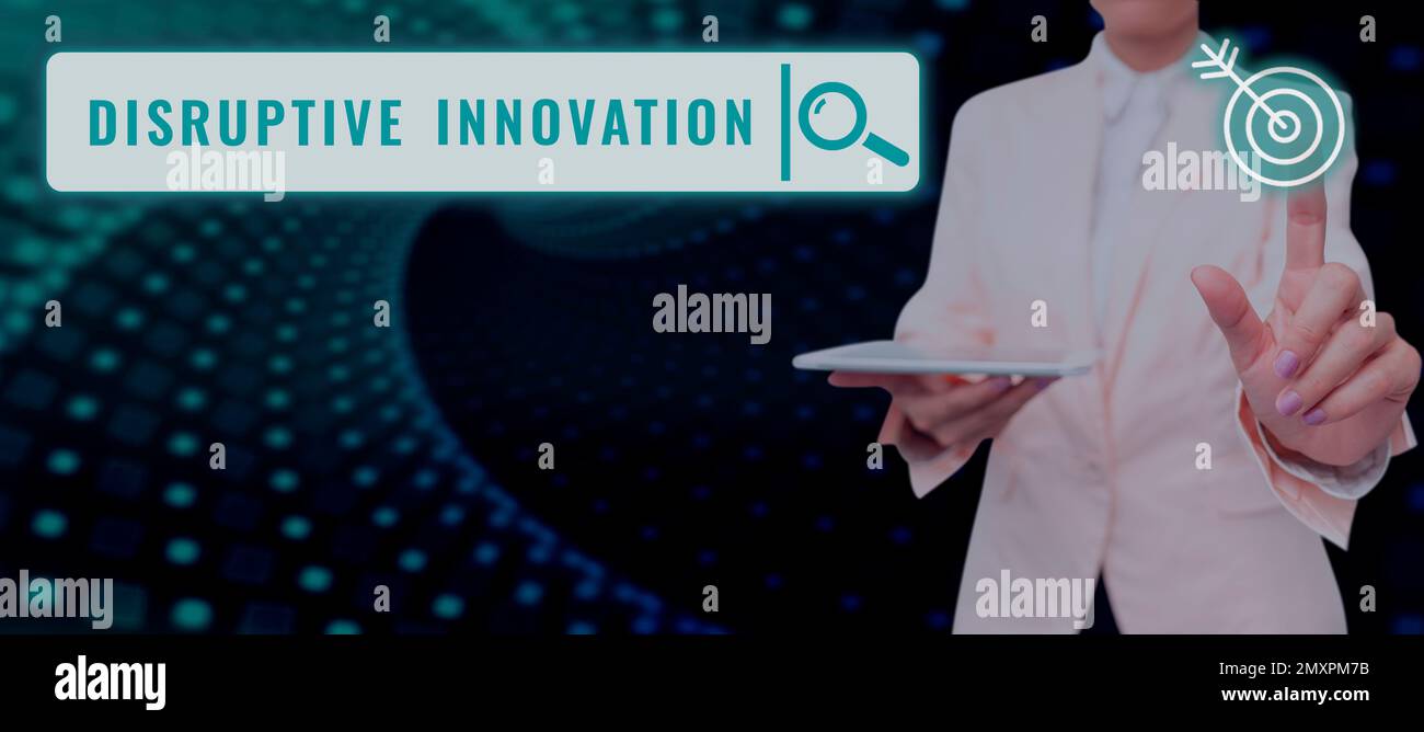 Text caption presenting Disruptive Innovation. Business showcase ...