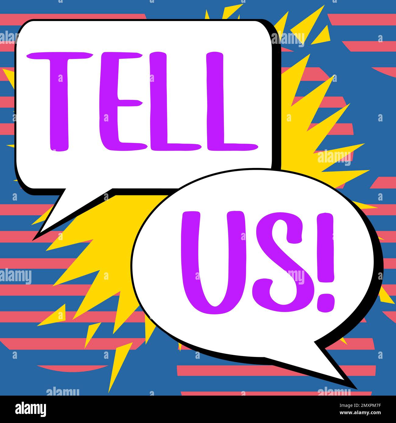 Conceptual caption Tell Us. Business showcase communicate information ...