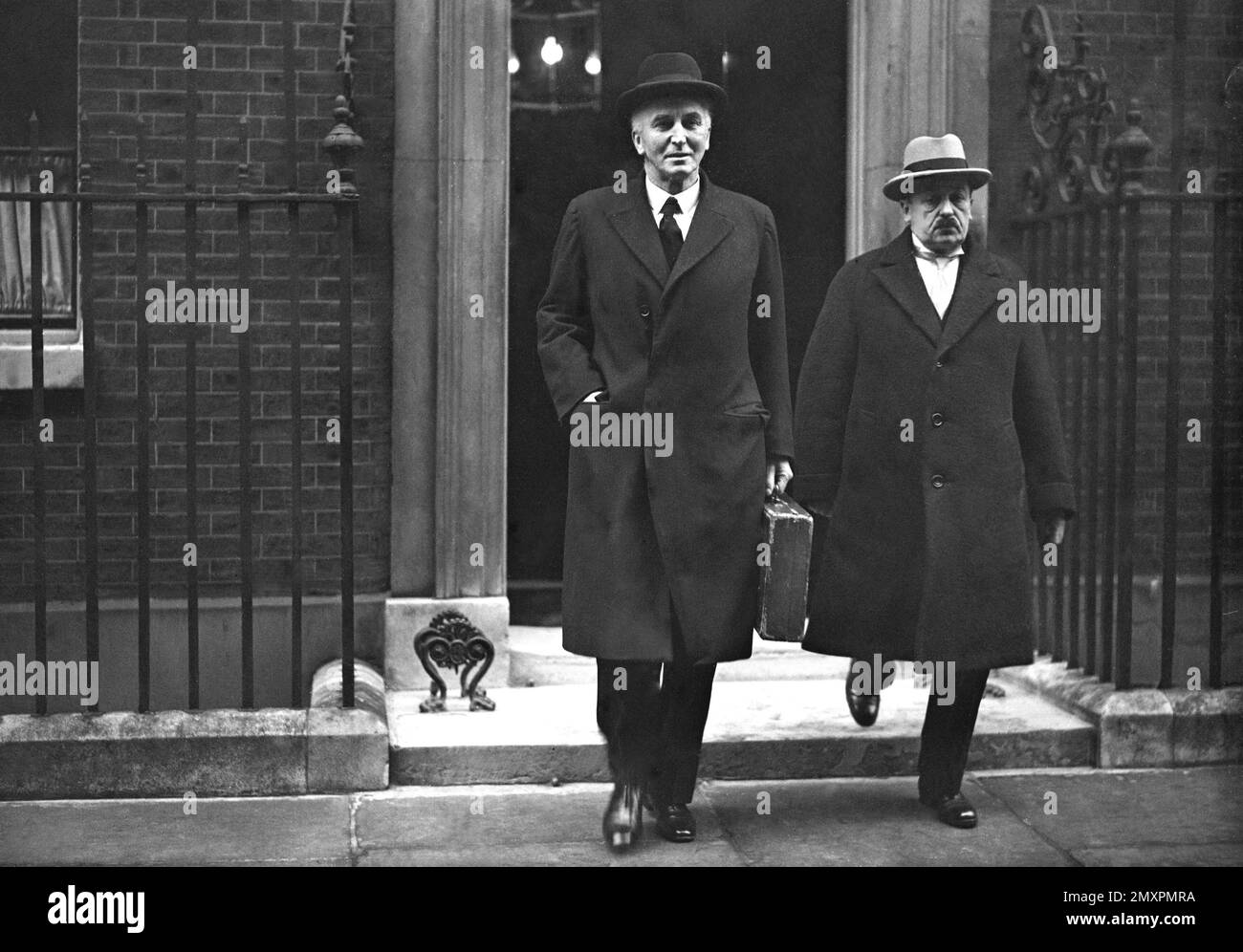 Sir John Simon, left, and Ernest Brown, right, at Downing Street ...