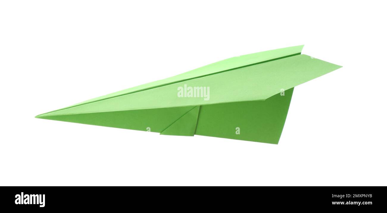 Handmade green paper plane isolated on white Stock Photo - Alamy