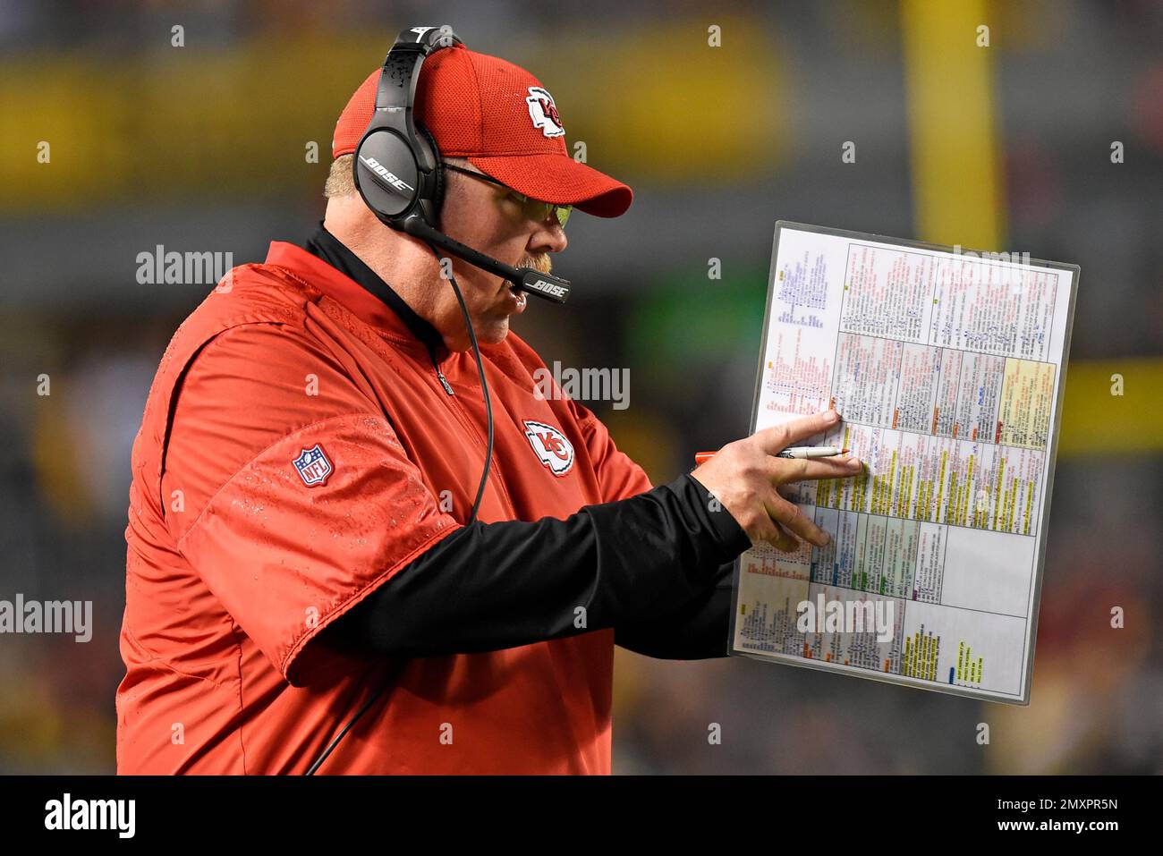 Kansas City Chiefs head coach Andy Reid yells instructions from the ...