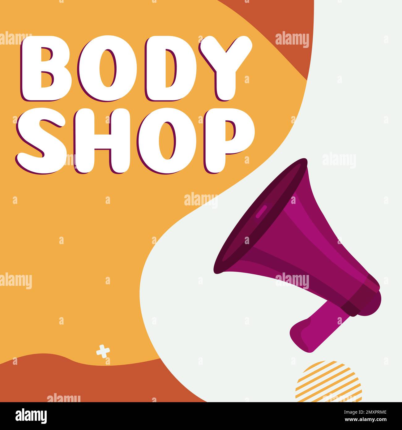 Hand writing sign Body Shop. Word for a shop where automotive bodies ...