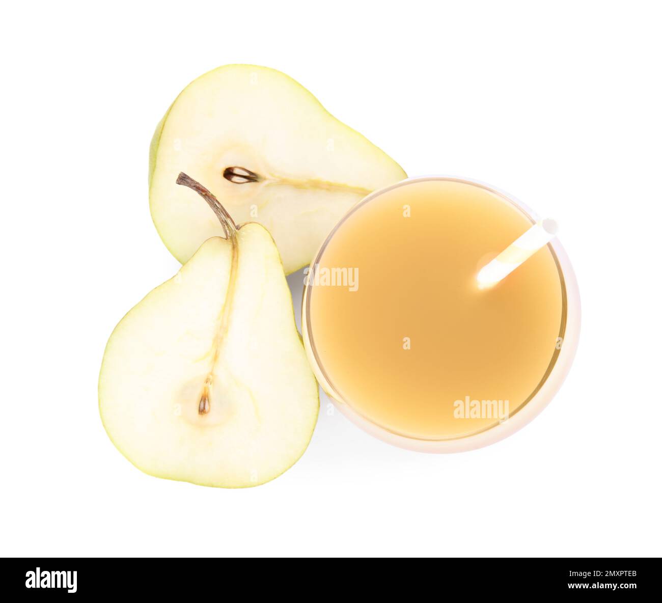 Tasty pear and fruit isolated on white, top view Stock Photo - Alamy