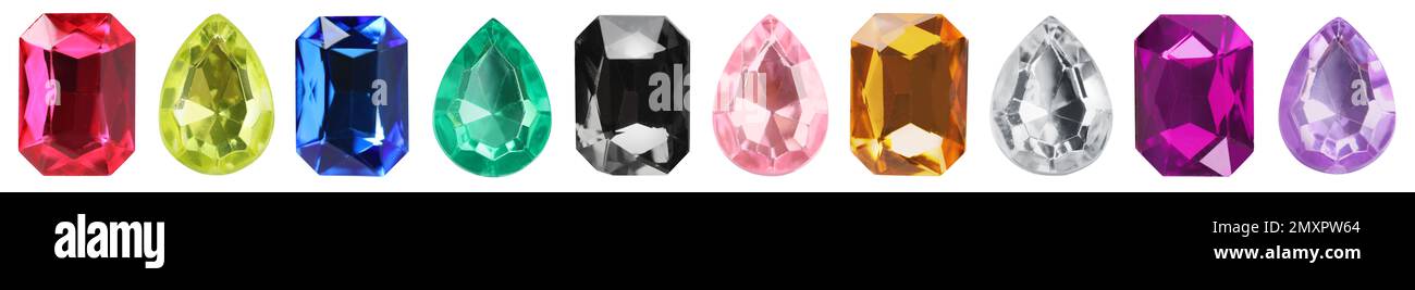 Set of bright gemstones isolated on white. Banner design Stock Photo ...