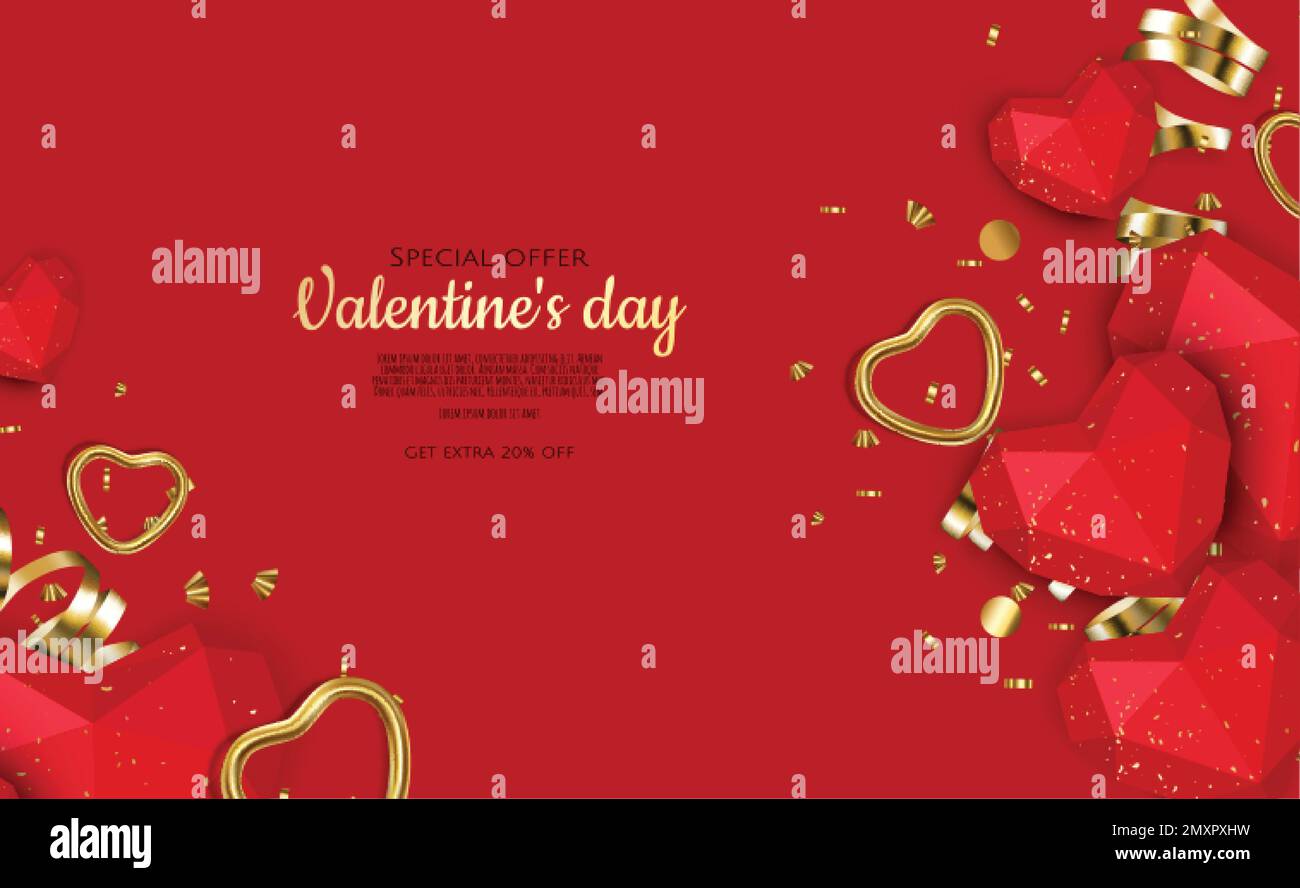 Valentines day postcard. February 14 holiday. Website banner with ...