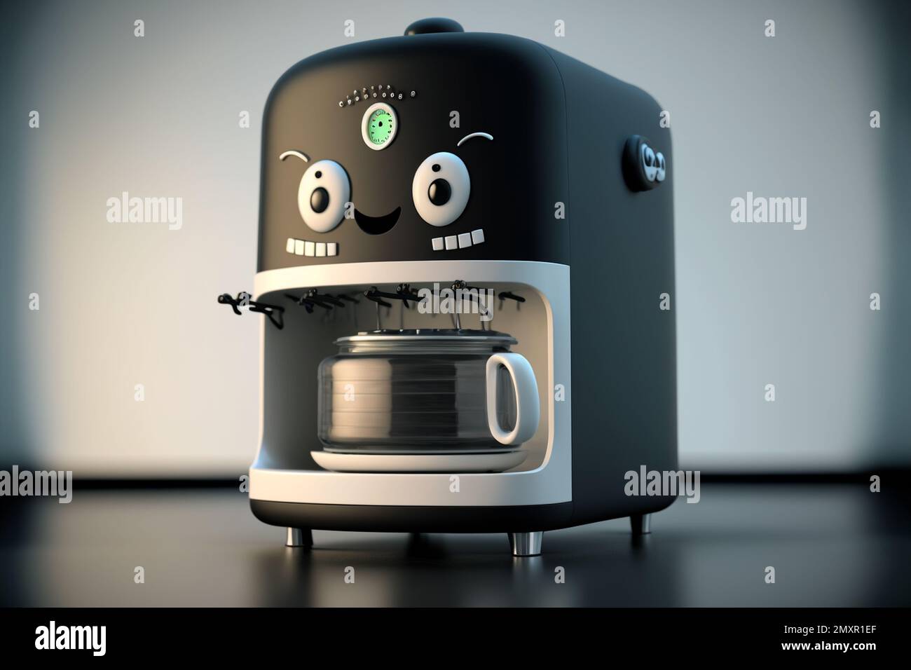 A cute machine with eyes and a smile on the table Stock Photo - Alamy