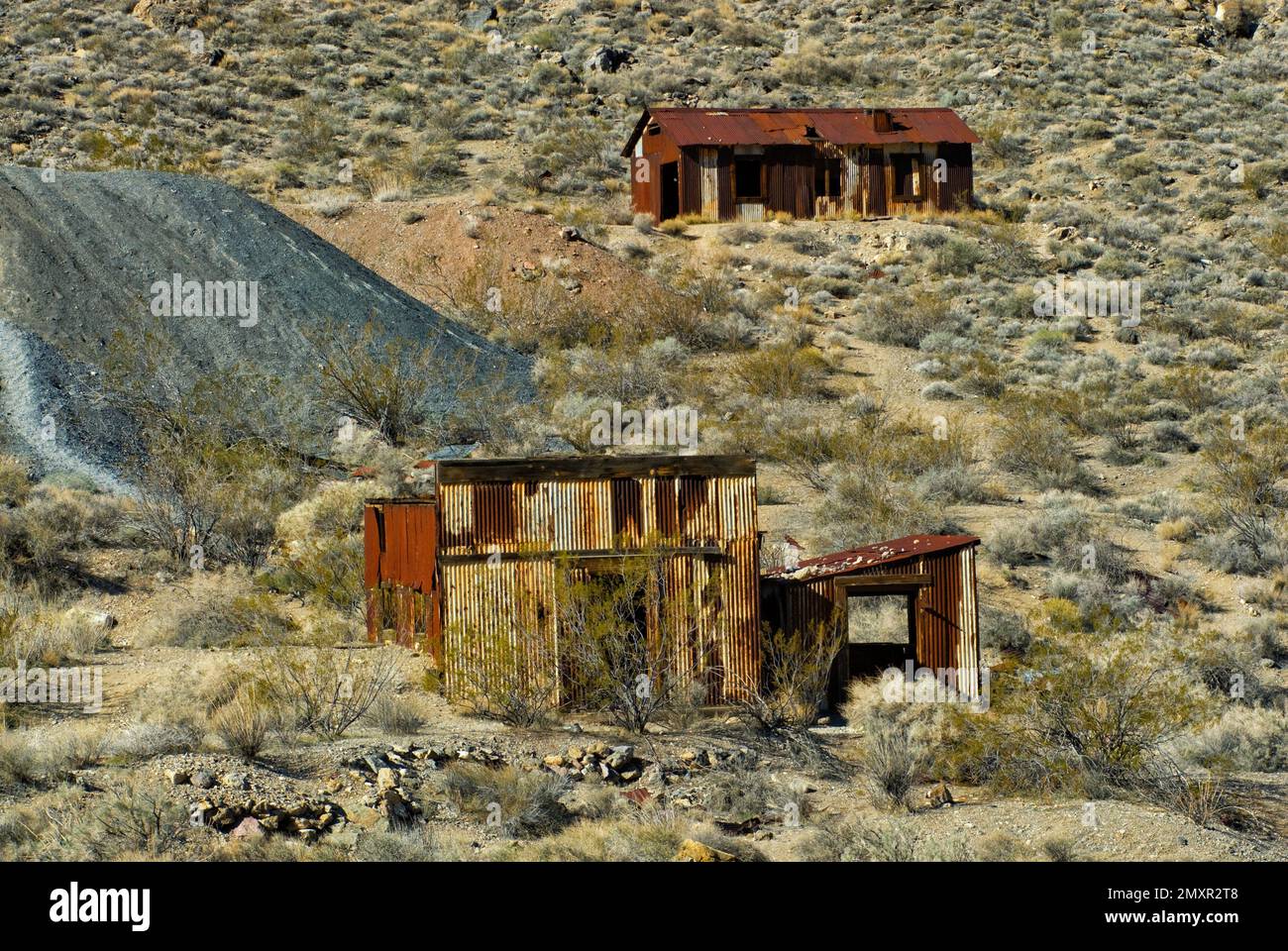Ruins at ghost town of Leadfield with waste heap near adit at Titus ...