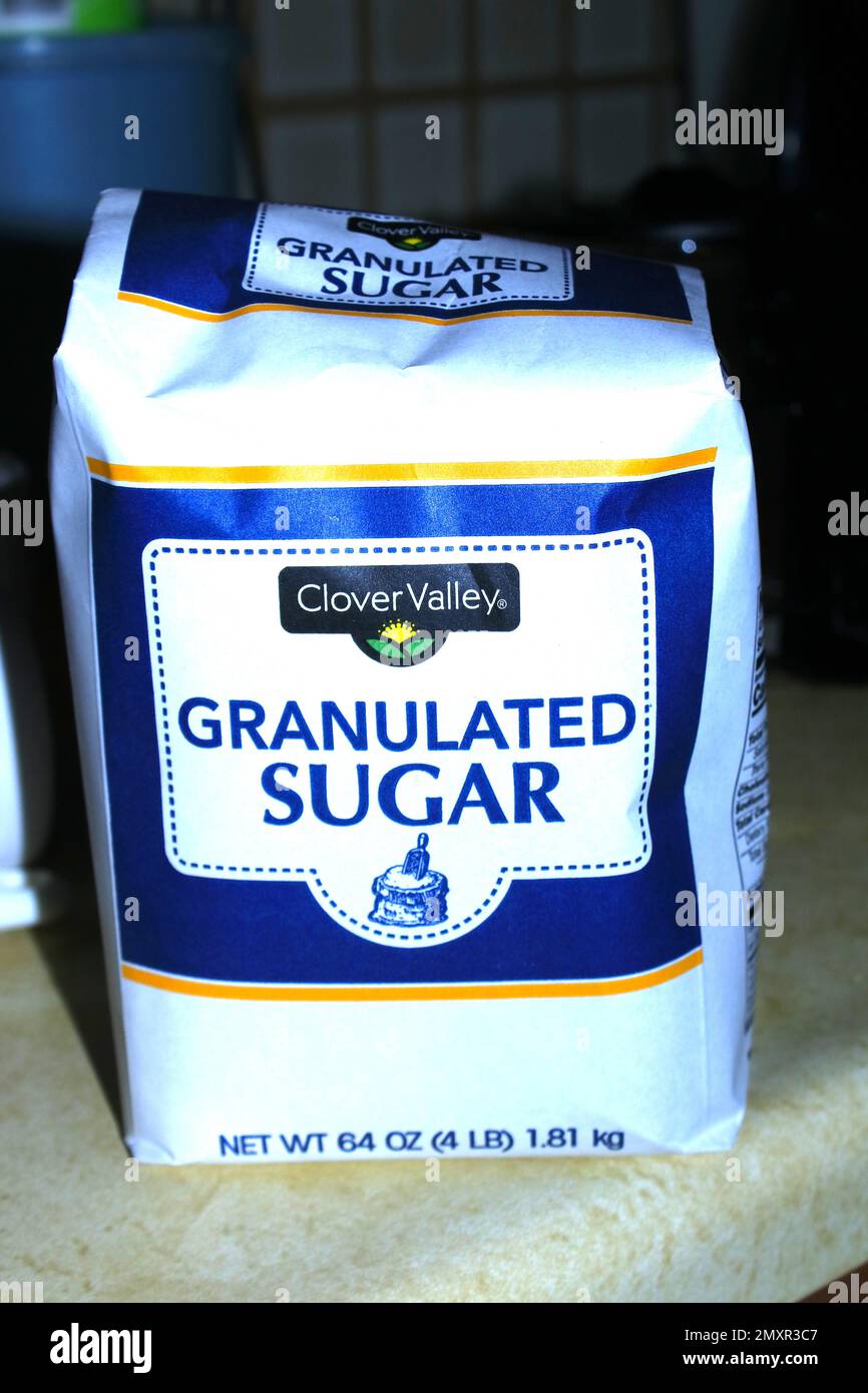 Clover Valley GRANULATED SUGAR on a shelf closeup Stock Photo - Alamy