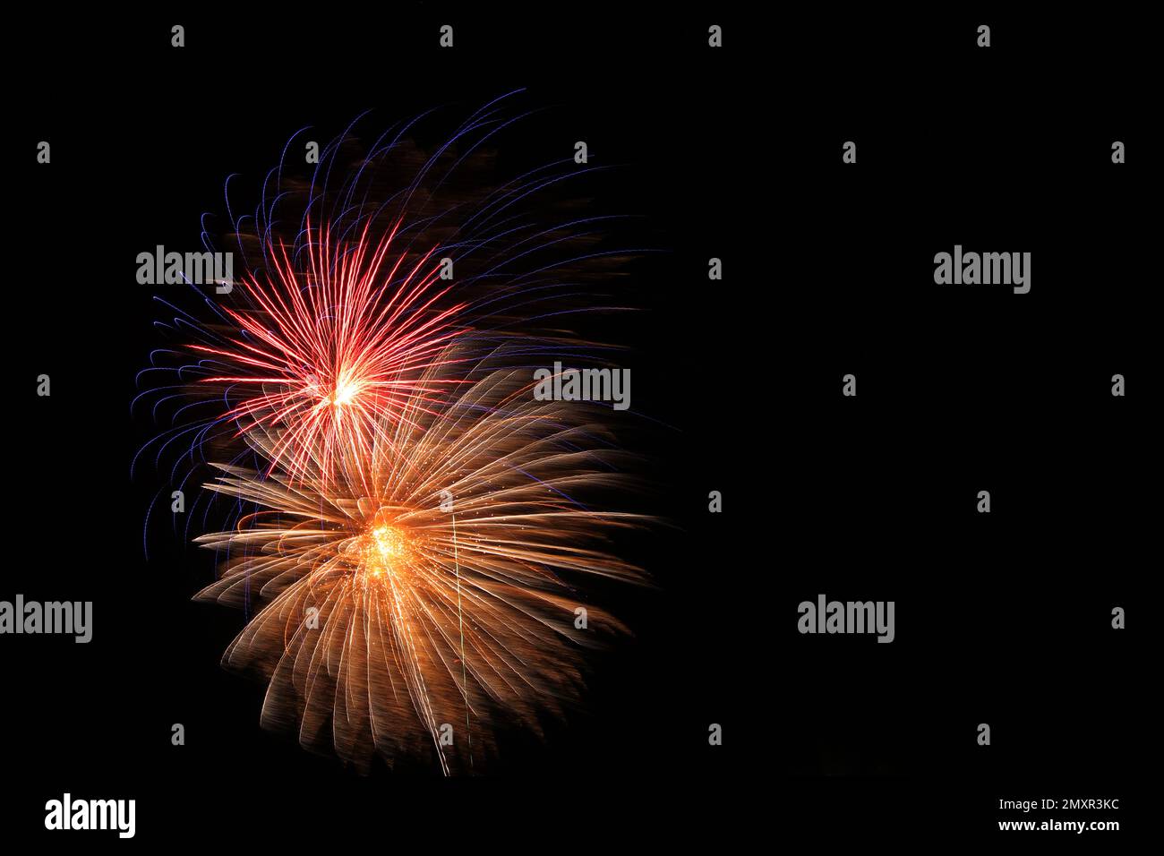 Fire Works at night that's bright and colorful Stock Photo - Alamy