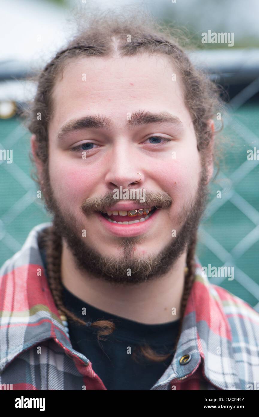 Artist Post Malone poses for a photo backstage at the 2016 The Meadows ...
