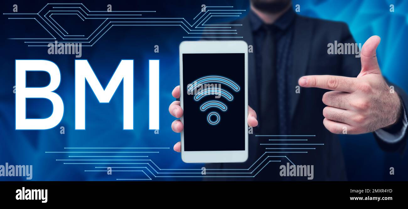 Inspiration showing sign Bmi. Concept meaning Method of estimating body ...