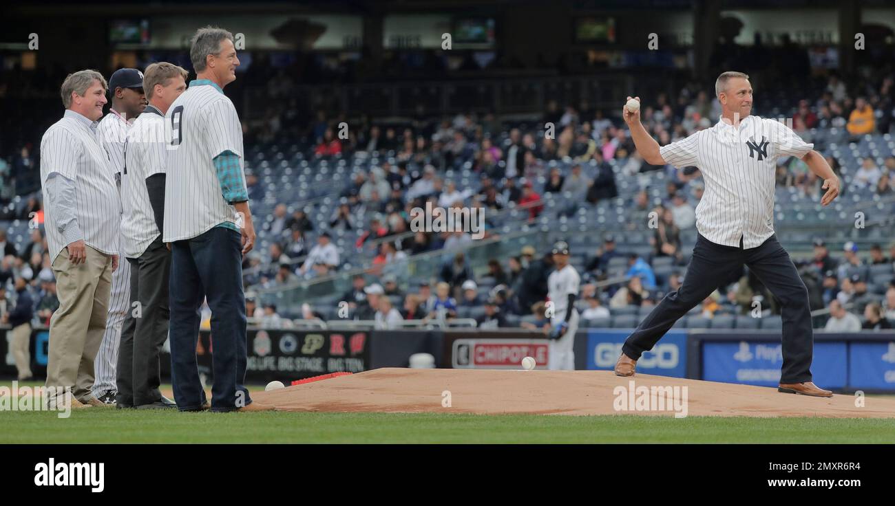 Kevin Maris, one of Roger Maris' sons, throws out the ceremonial first ...