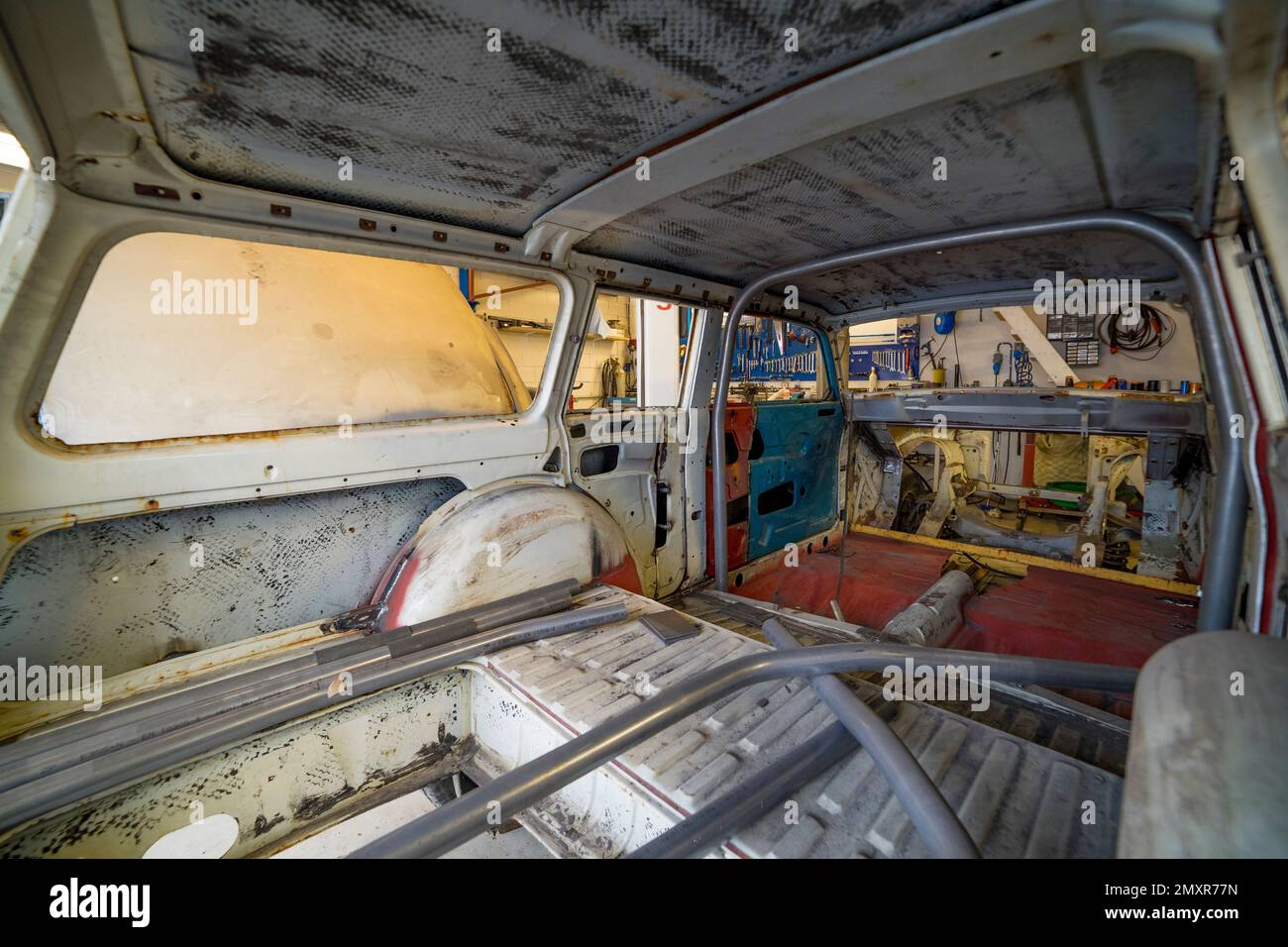 The old grunge rusty metal interior of an old empty car Stock Photo - Alamy