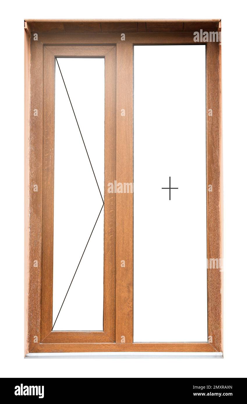 Modern window with opening type lines on white background Stock Photo ...