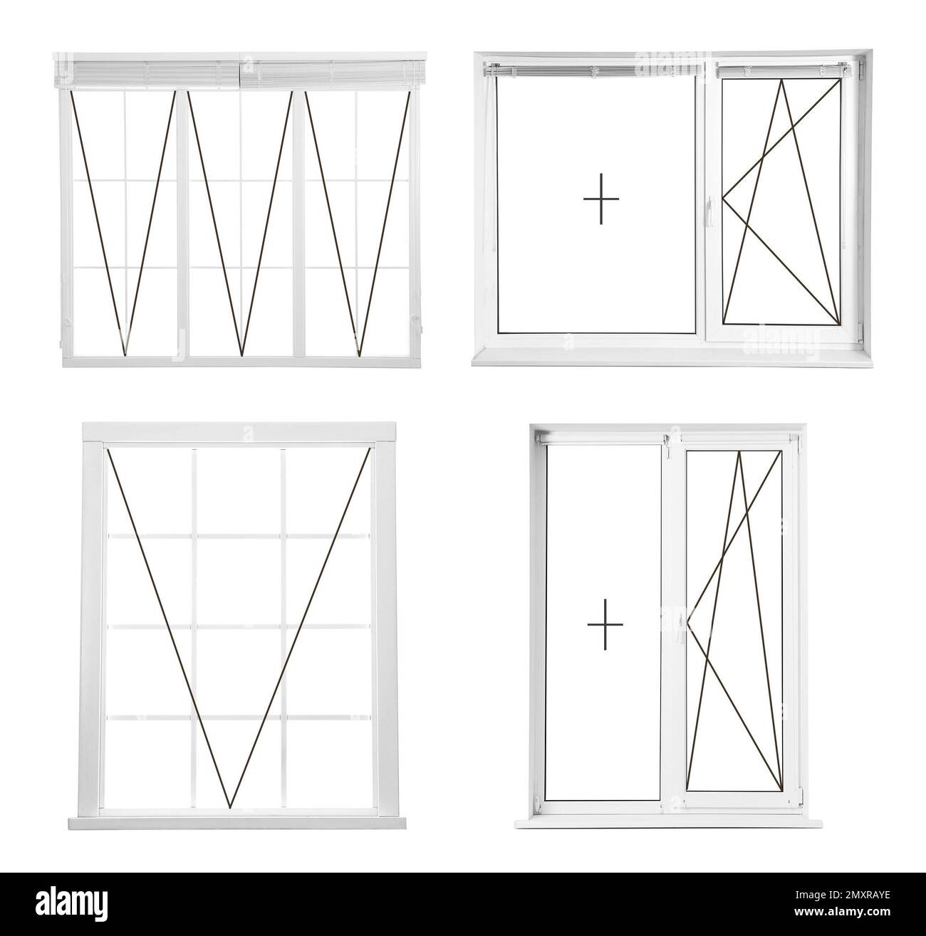Modern windows with opening type lines on white background Stock Photo ...
