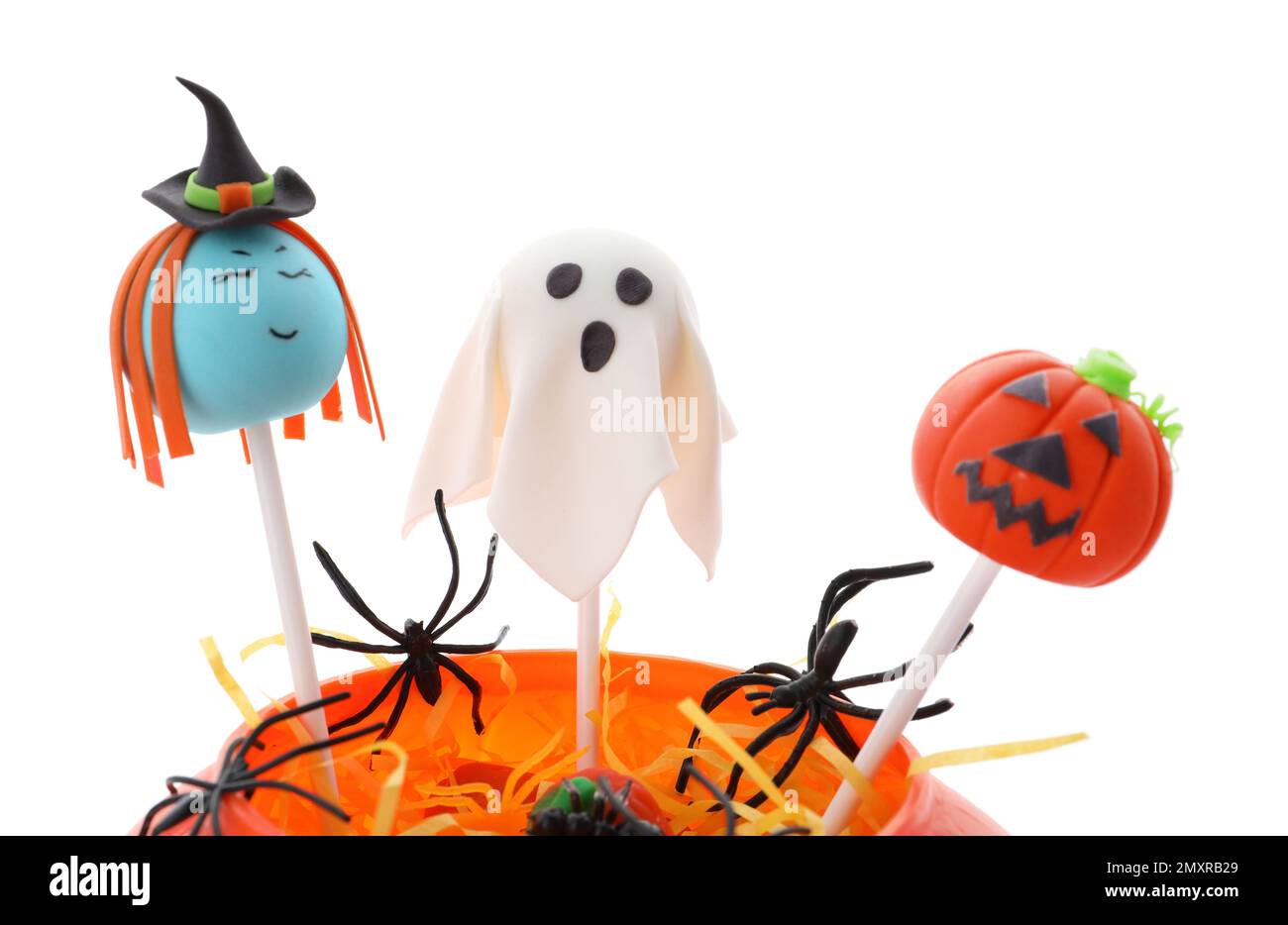 Delicious Halloween themed cake pops on white background Stock Photo ...