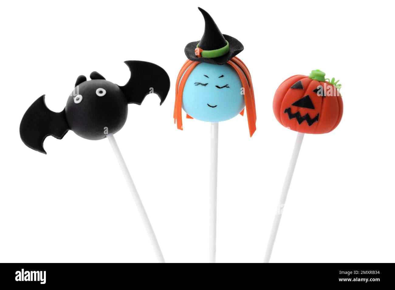 Delicious Halloween themed cake pops on white background Stock Photo ...