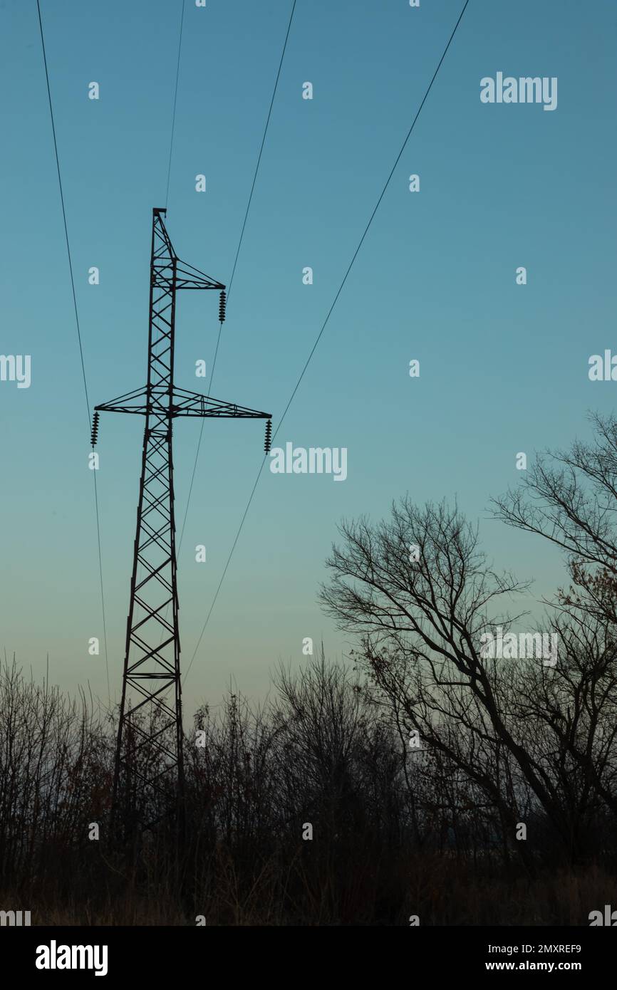 power line pole, in the photo there is a power line pole and wires ...