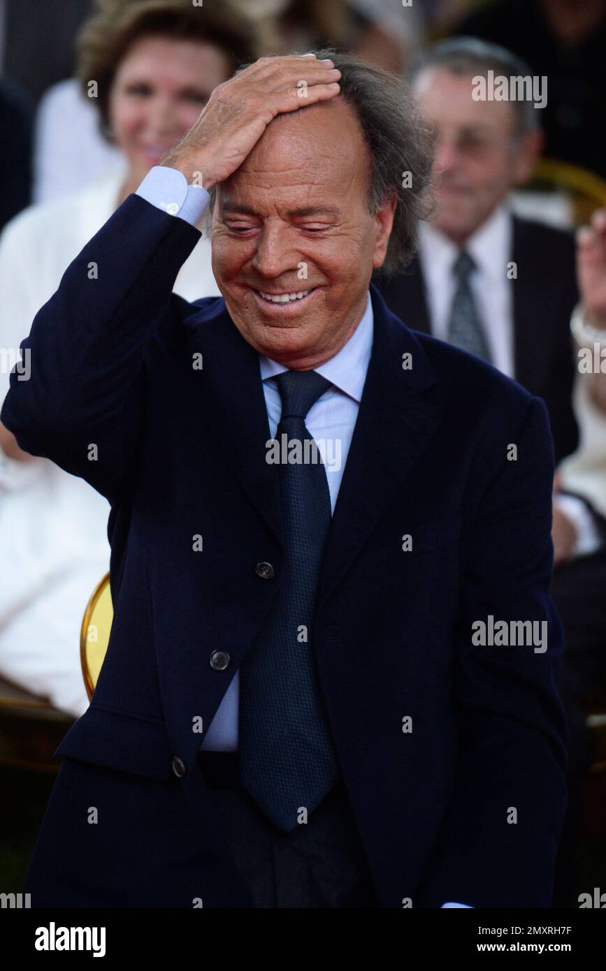 Spanish singer Julio Iglesias smiles during his star unveiling ceremony ...