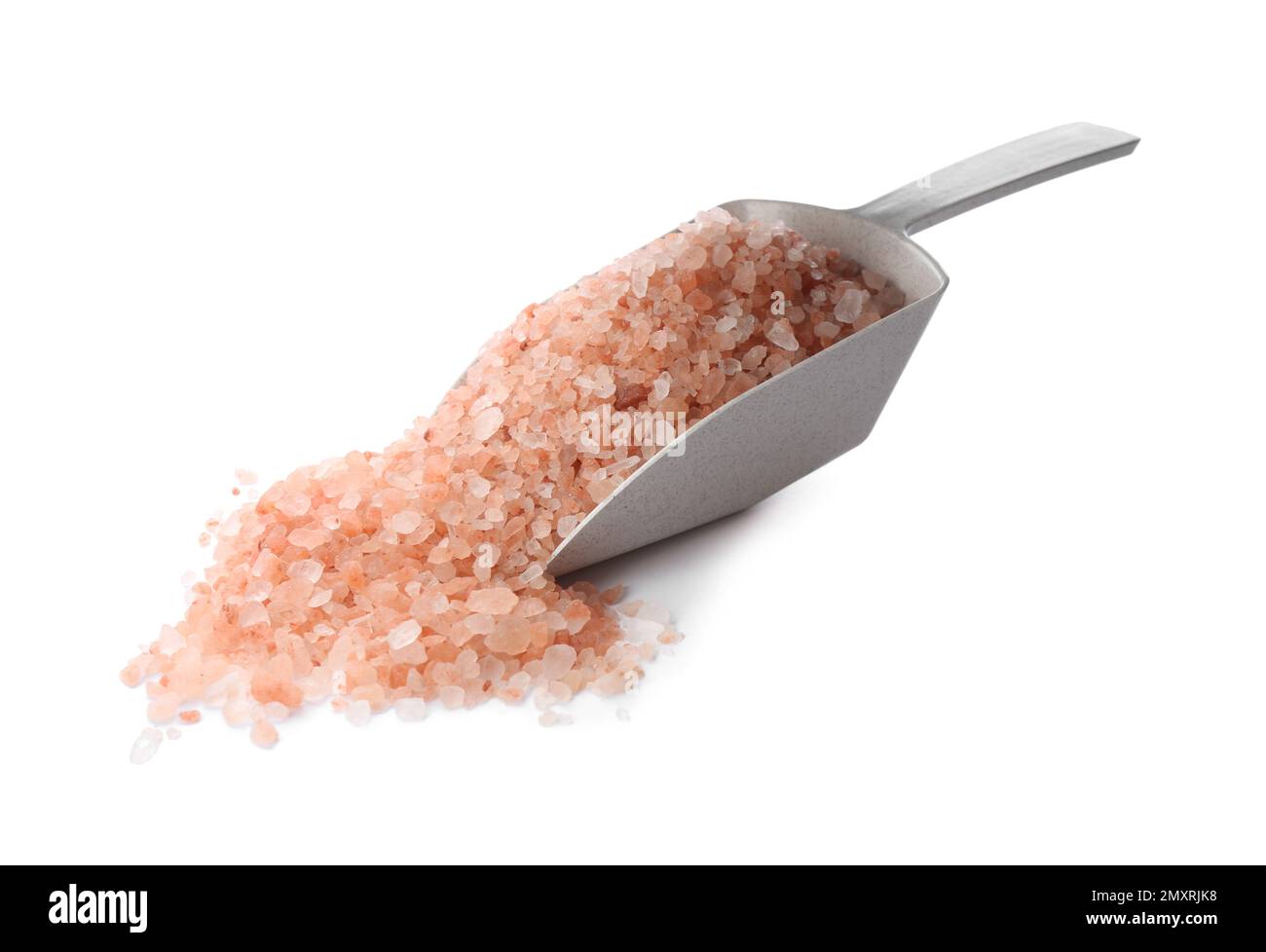 Scoop with pink himalayan salt isolated on white Stock Photo - Alamy