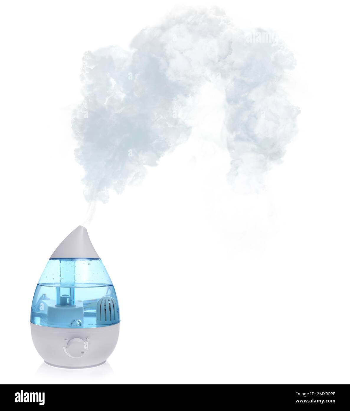 New modern air humidifier with steam isolated on white Stock Photo - Alamy