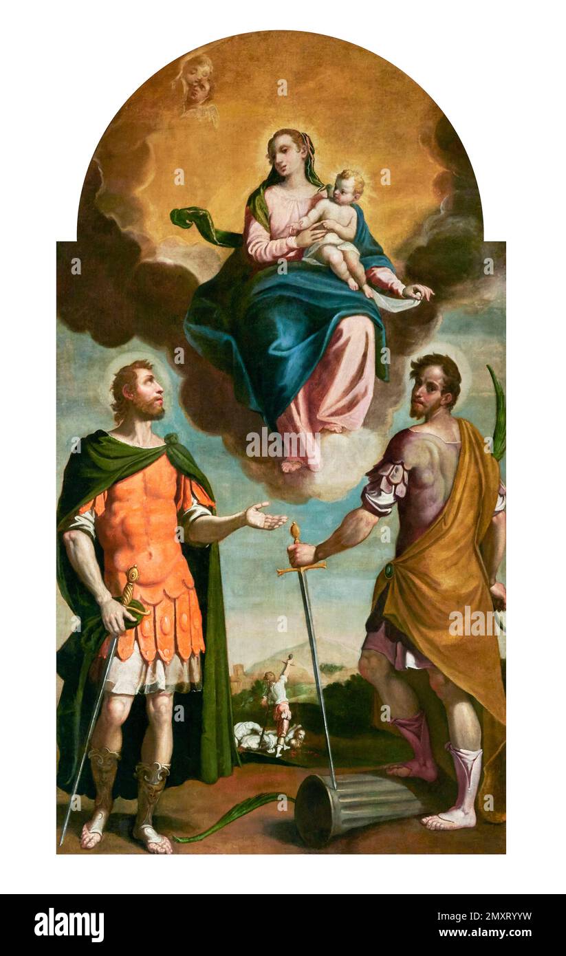 Madonna col Bambino con S. Tirso e S. Emiliano - olio su tela - Antonio ...