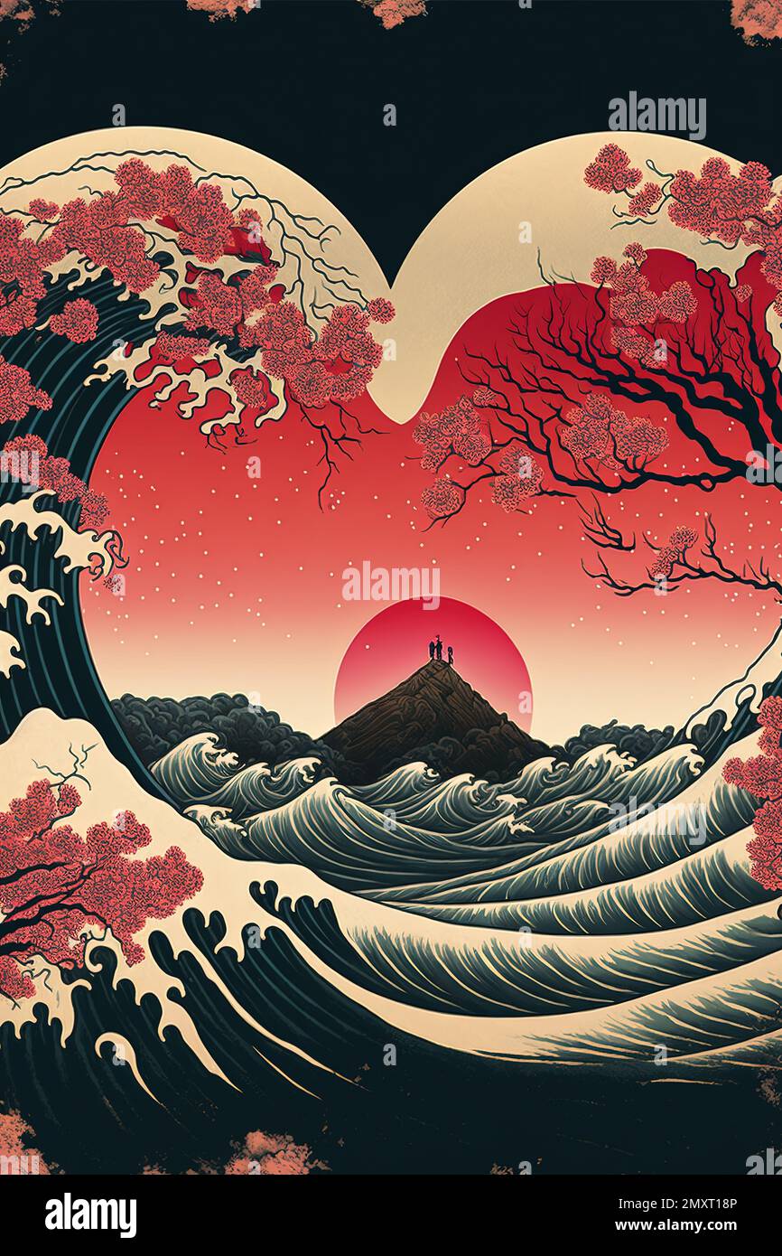 Japanese waves illustration hi-res stock photography and images - Alamy