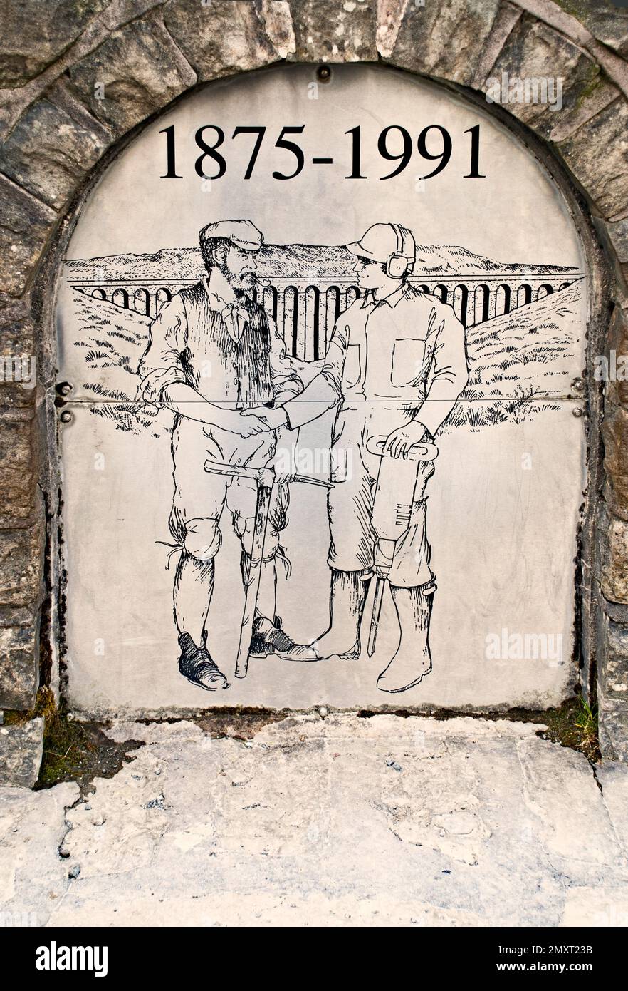 Plaque marking the restoration of ribblehead viaduct on the settle hi ...