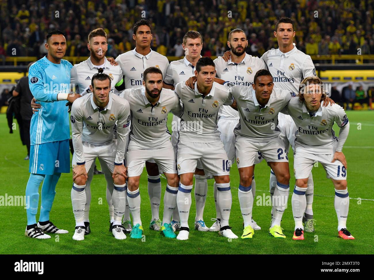 Real Madrid's goalkeeper Keylor Navas, Sergio Ramos, Raphael Varane ...