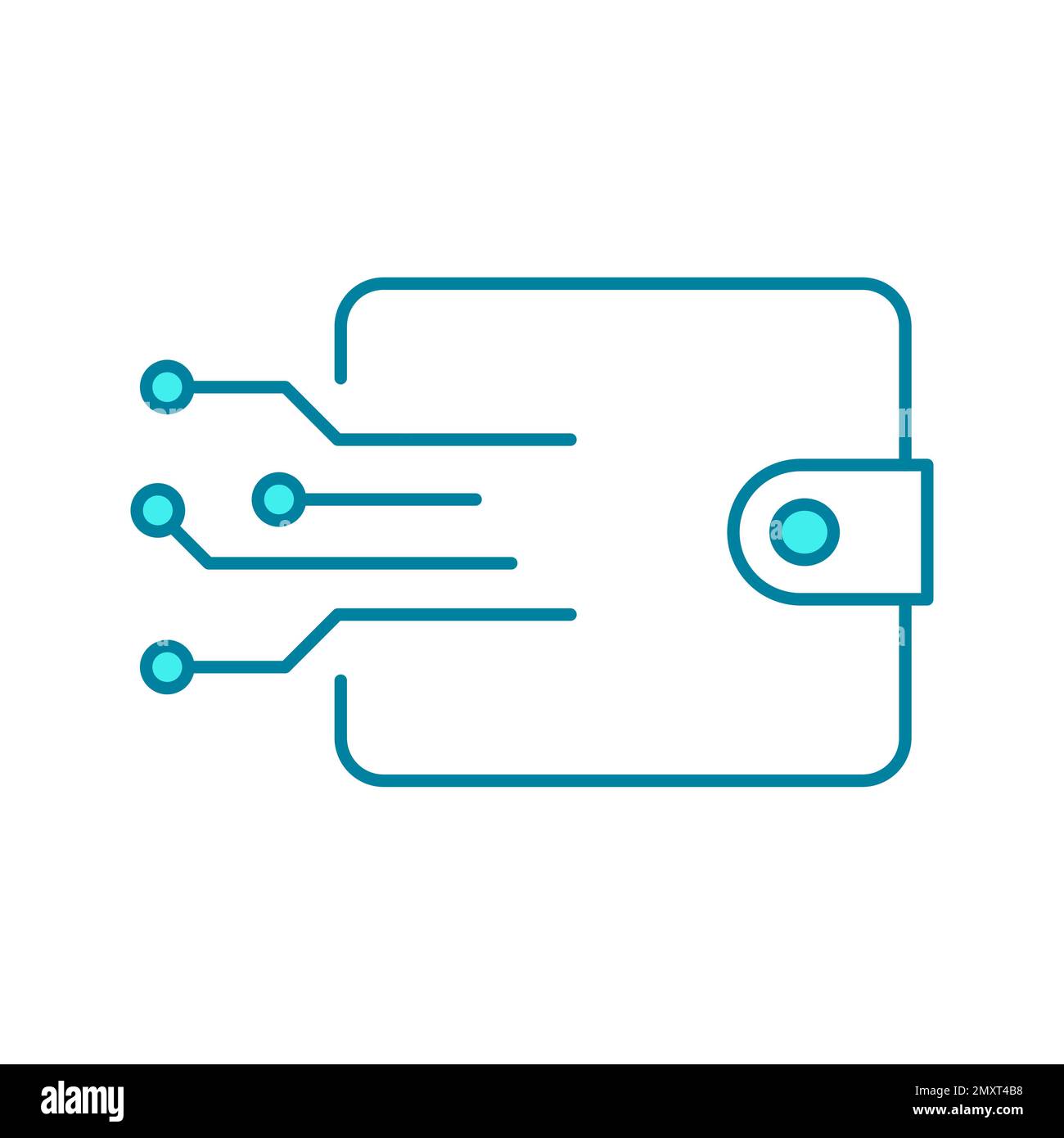 Blue digital wallet line icon. Electronic payment concept. Pouch ...