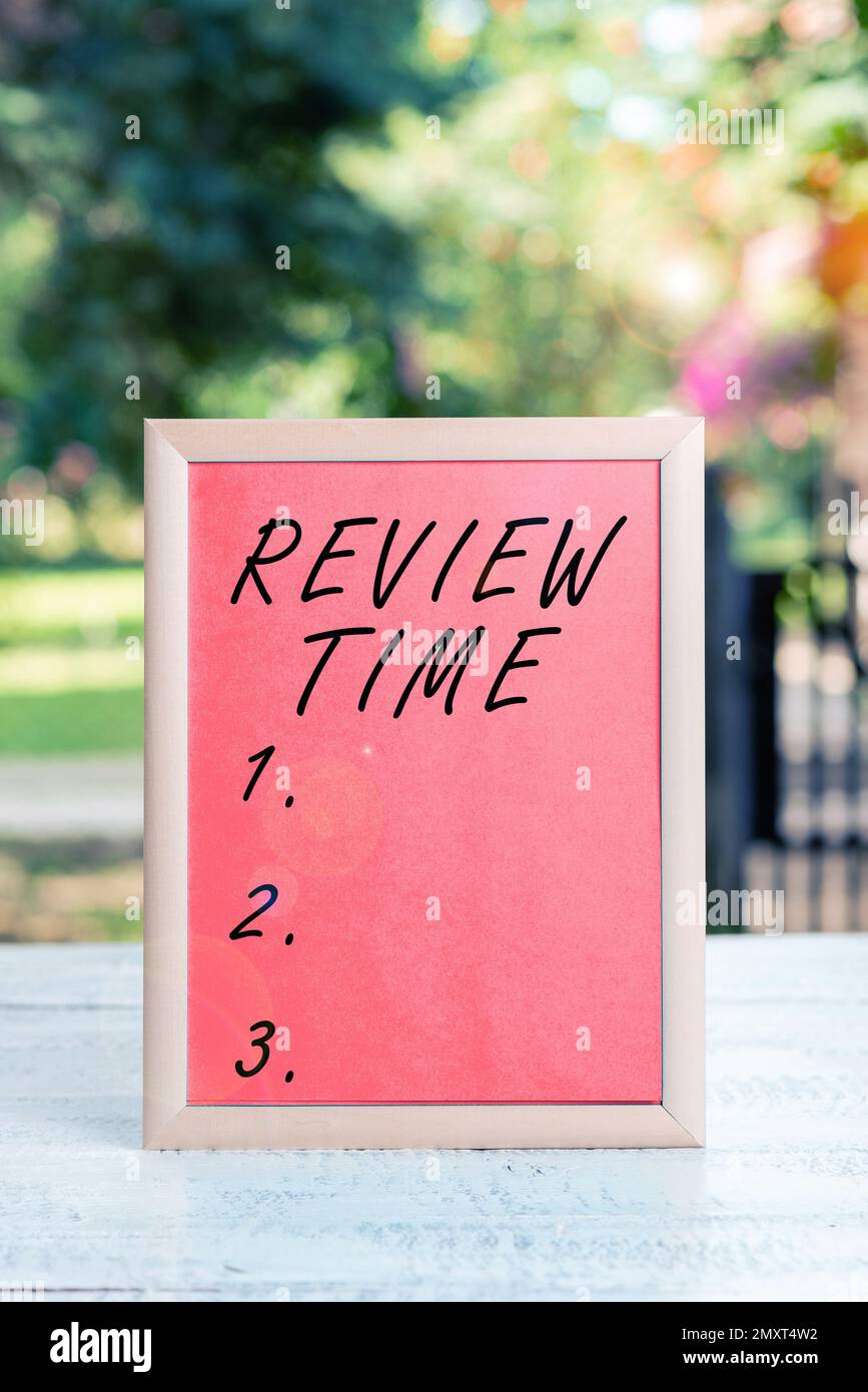 Hand writing sign Review Time. Internet Concept situation or system its ...