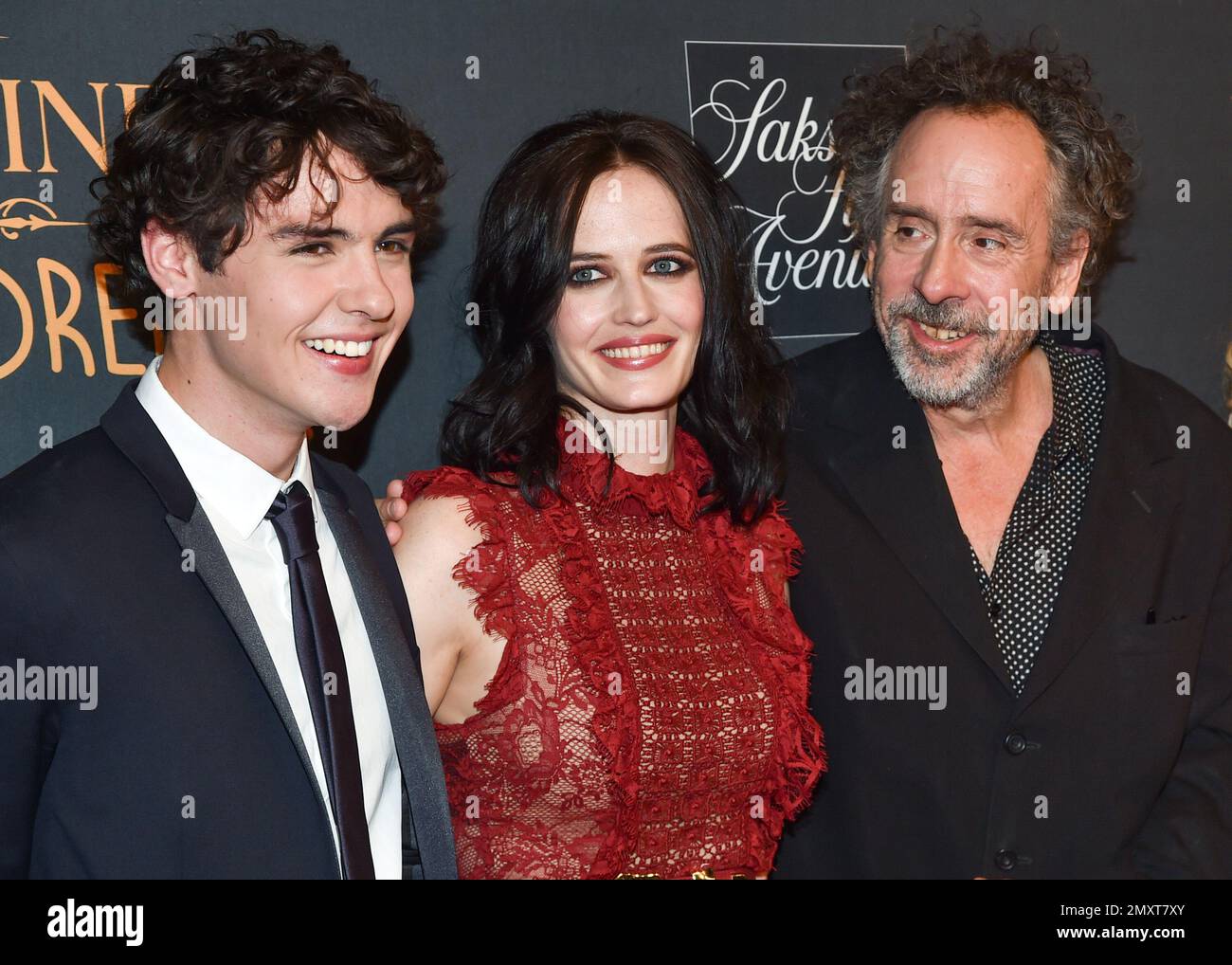Actor Finlay MacMillan, left, actress Eva Green and director Tim Burton ...