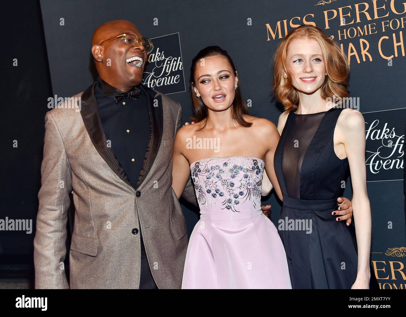 Actors Samuel L. Jackson, Ella Purnell, center, and Lauren McCrostie ...