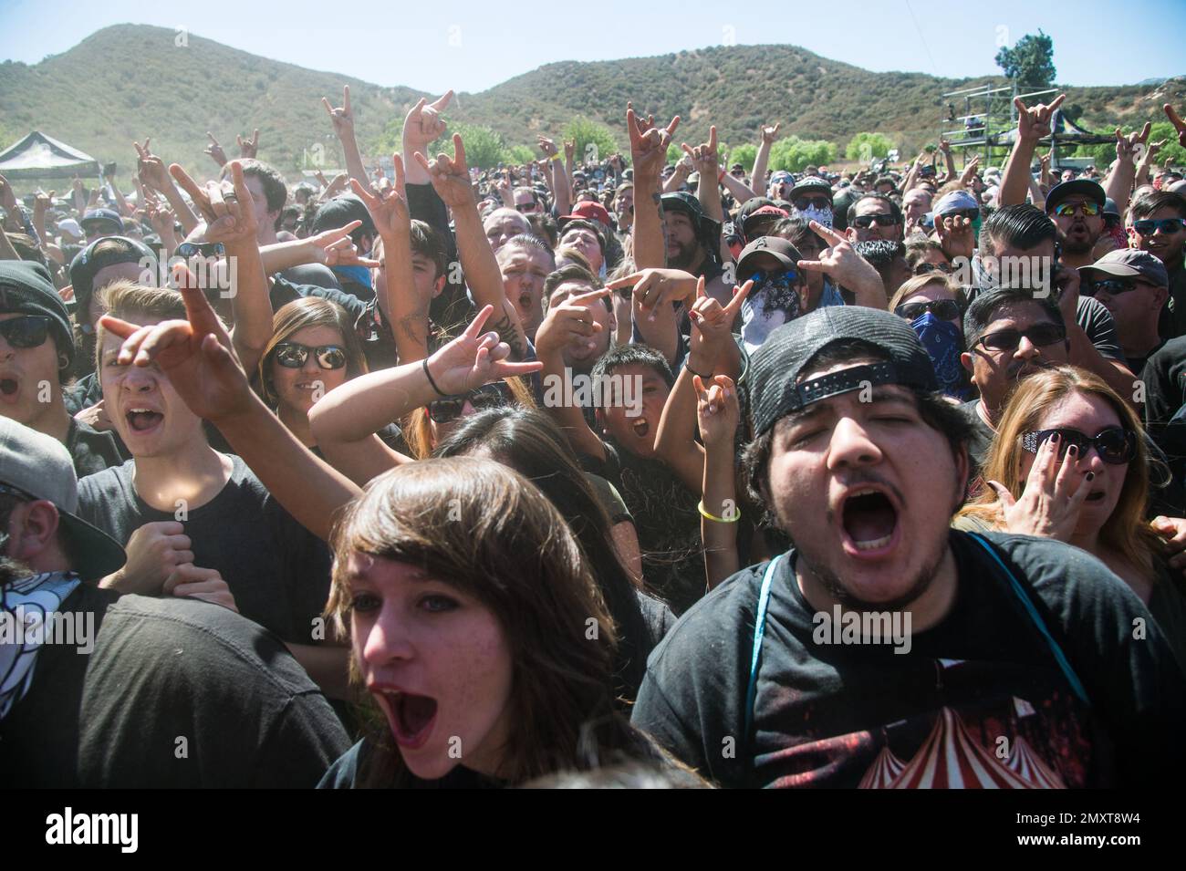 Festival goers seen during day 2 of Ozzfest meets Knotfest at San ...