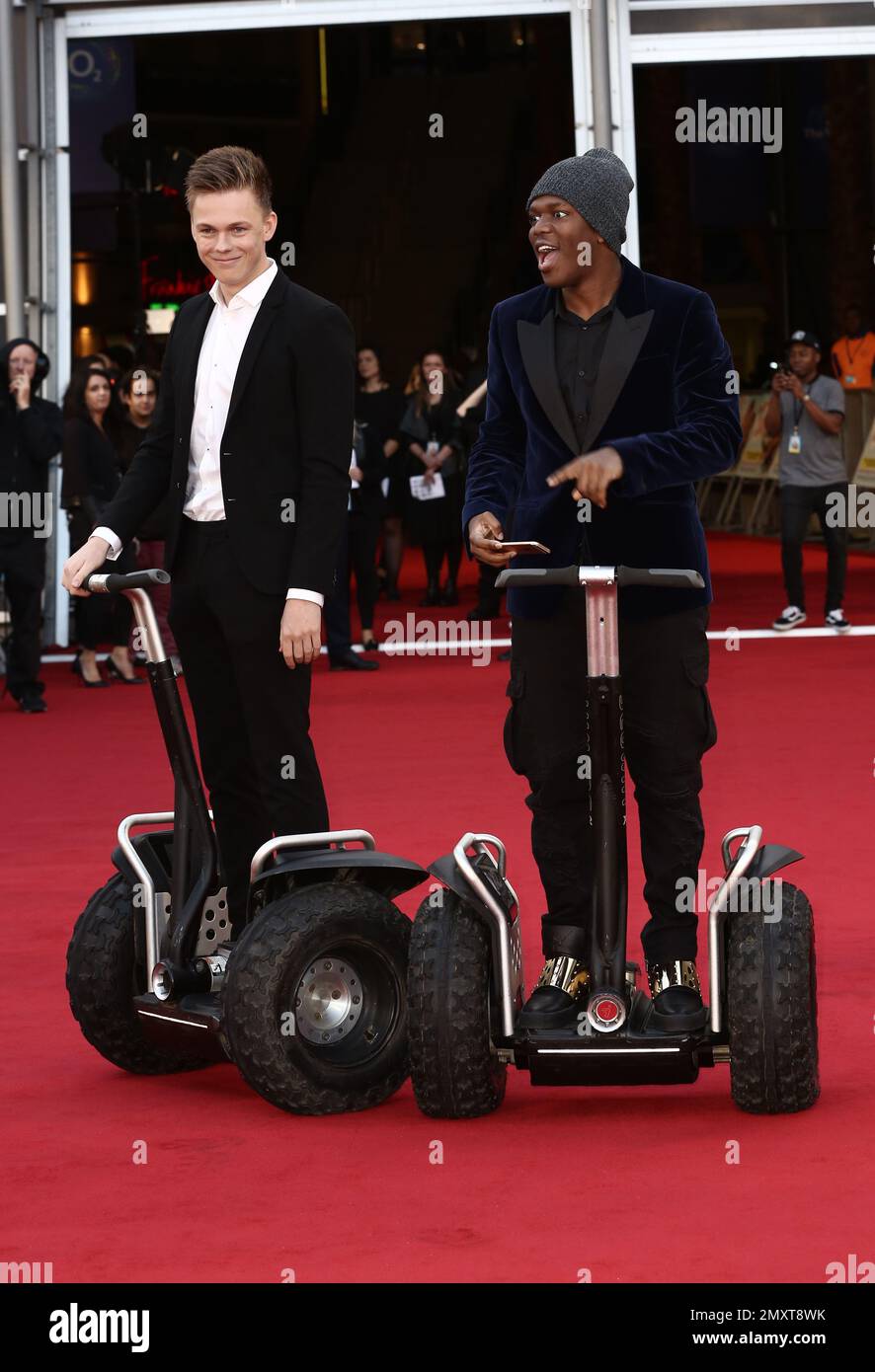 Actors from left, Caspar Lee, and KSI pose for photographers upon ...
