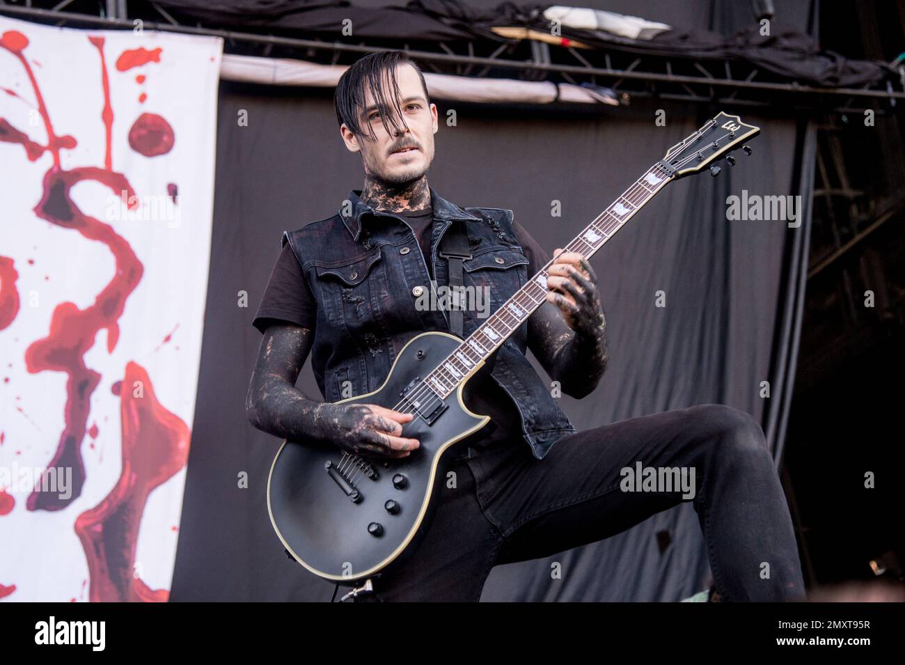 Ryan Sitkowski of Motionless in White performs during day 2 of Ozzfest ...