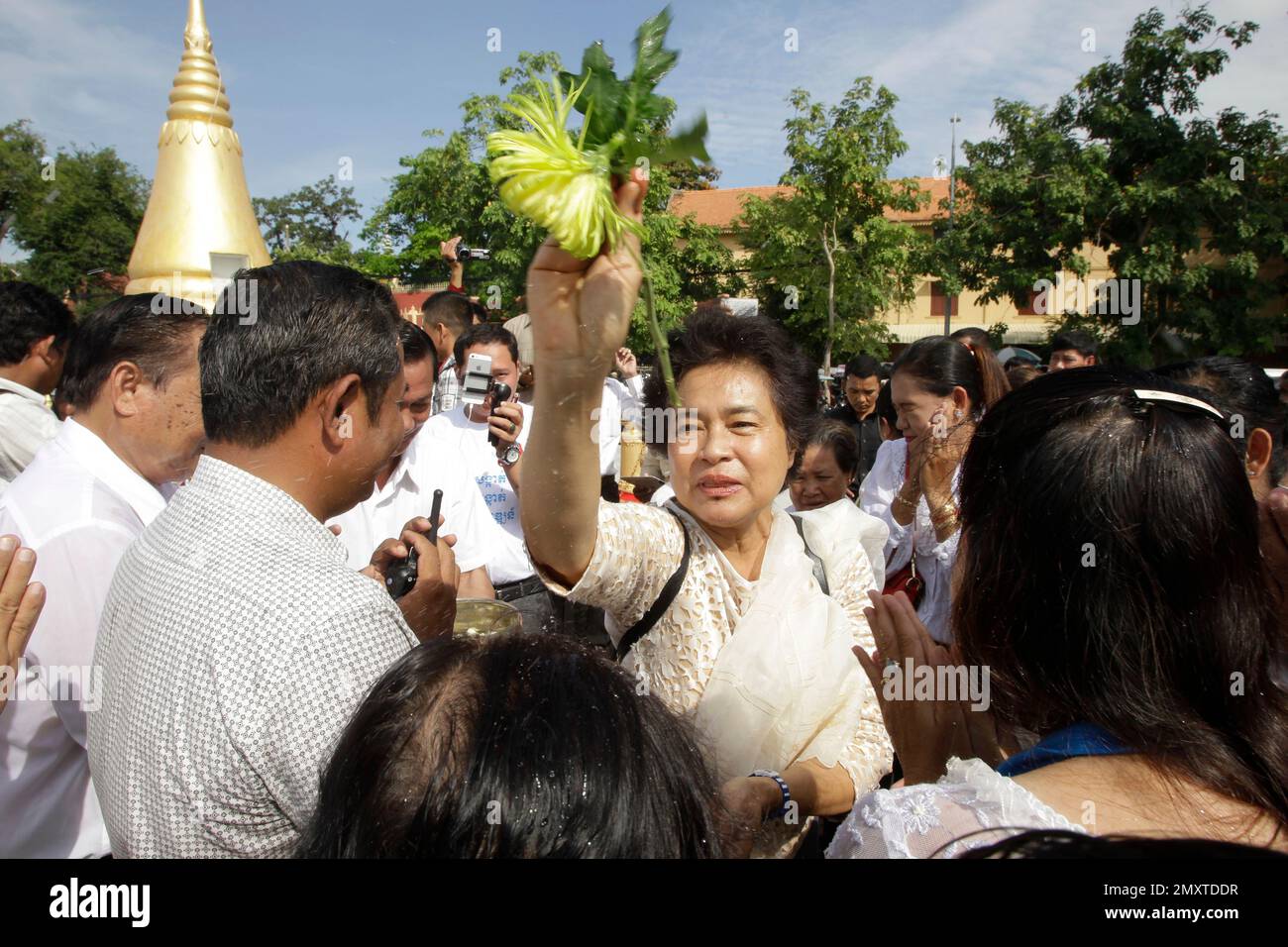 Tioulong Saumura, center, wife of Cambodia's opposition leader Sam ...