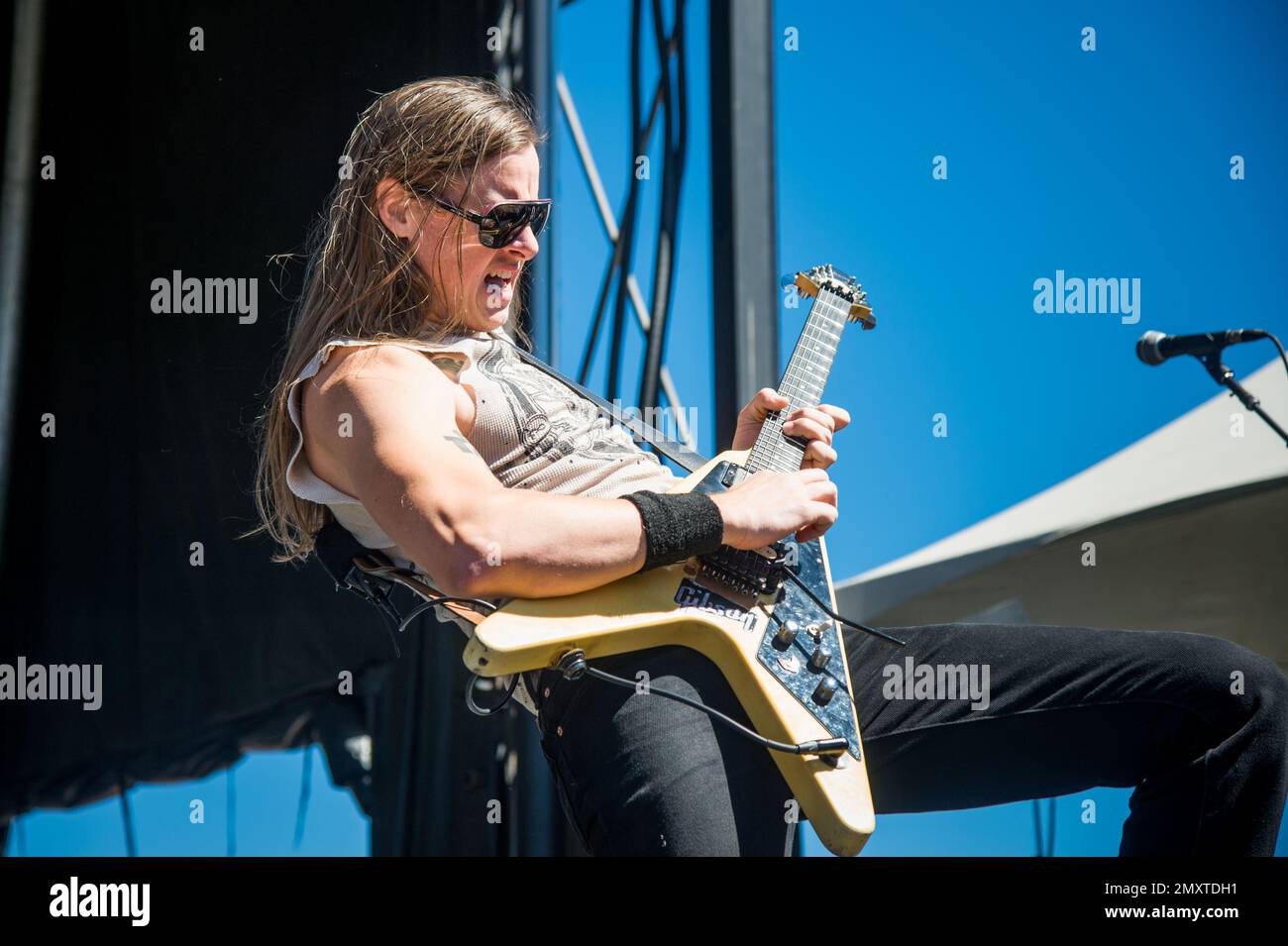 Blake Meahl of Huntress performs during night one of Ozzfest meets ...