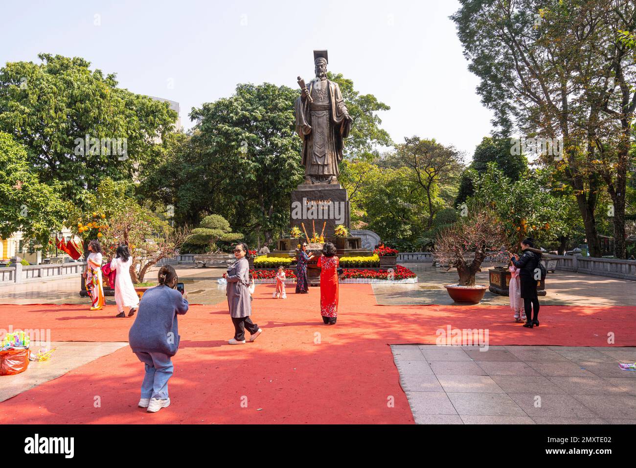 Hanoi, Vietnam, January 2023. bronze statue of King Ly Thai To honoring liberation, culture and ...