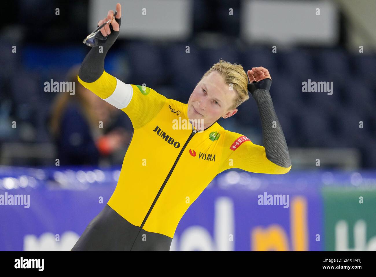 HEERENVEEN, NETHERLANDS - FEBRUARY 3: Merijn Scheperkamp of Team Jumbo ...